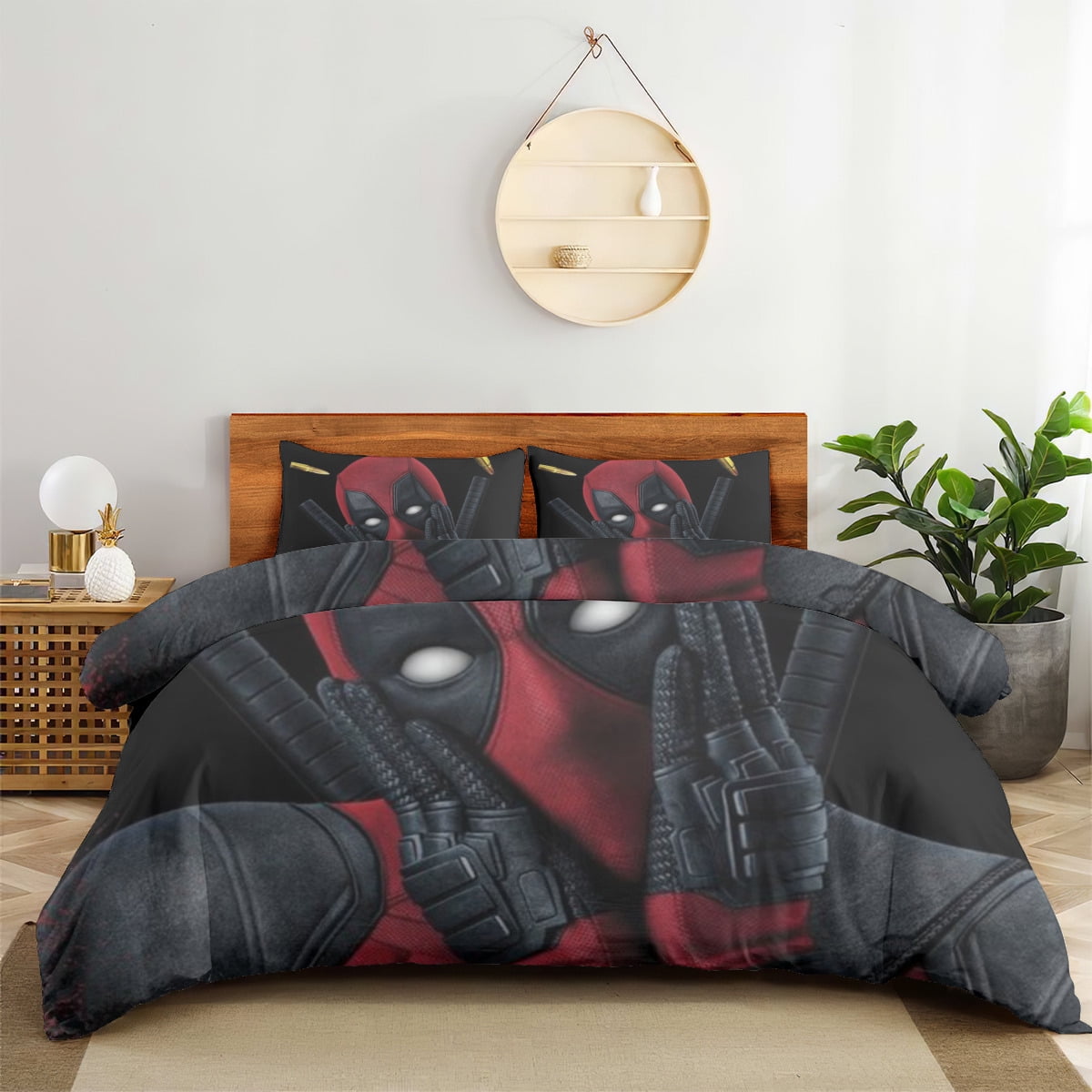 Deadpool3PC Cartoon kawaii Bedding Set, 2 Pillowcase 1 Bed Sheet ，Soft ...