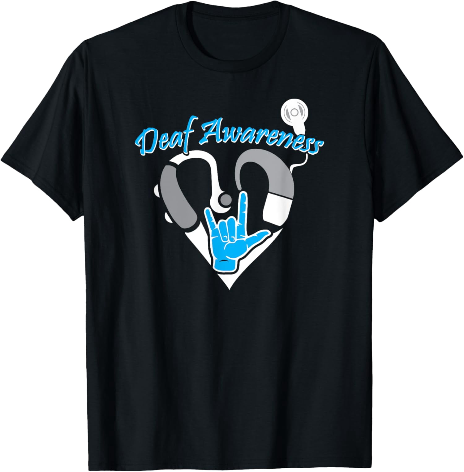 Deaf Awareness Hearing Aid ASL Cochlear Implant T-Shirt - Walmart.com