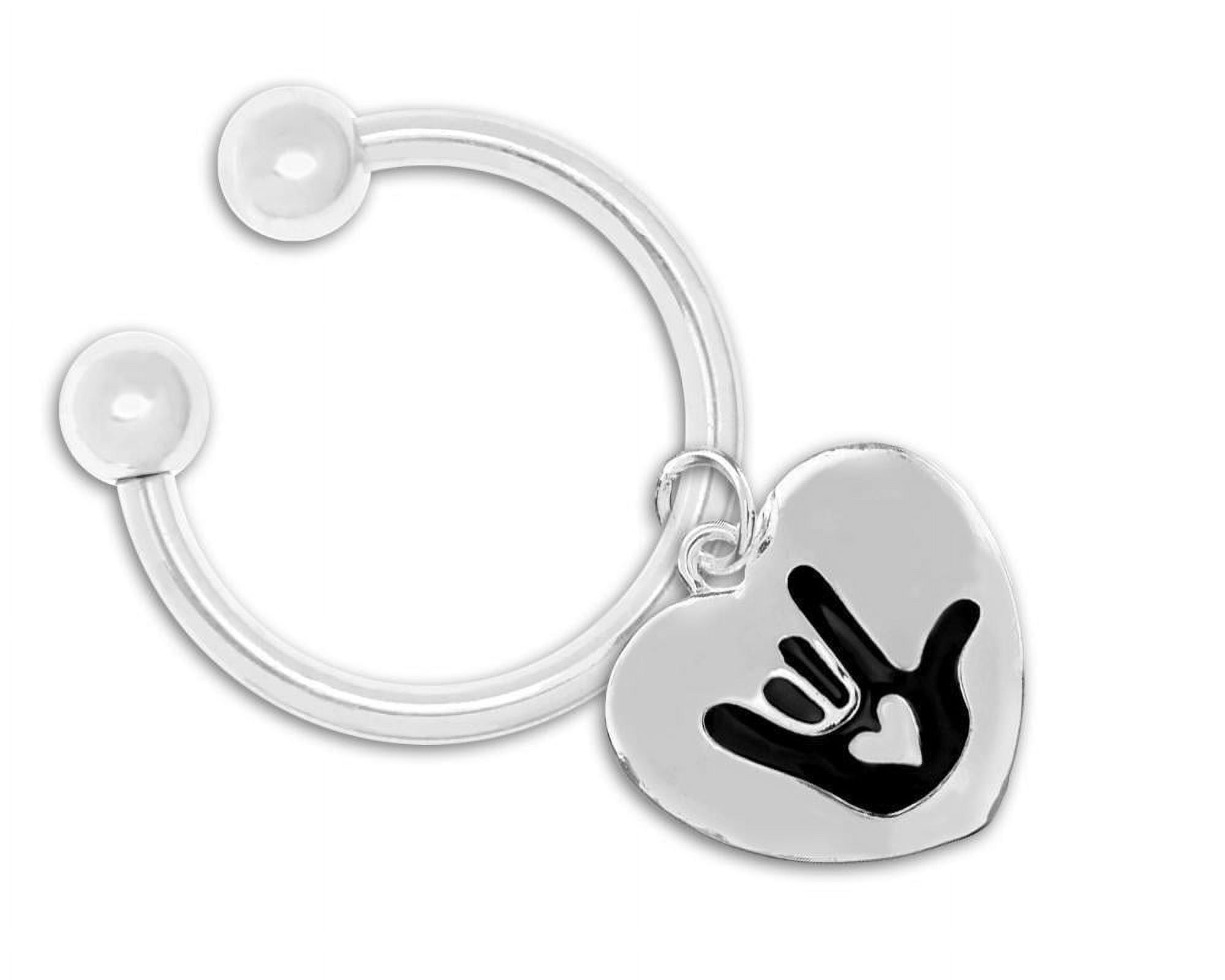 Deaf Awareness I Love You Sign Language Symbol Heart Key Chains ...