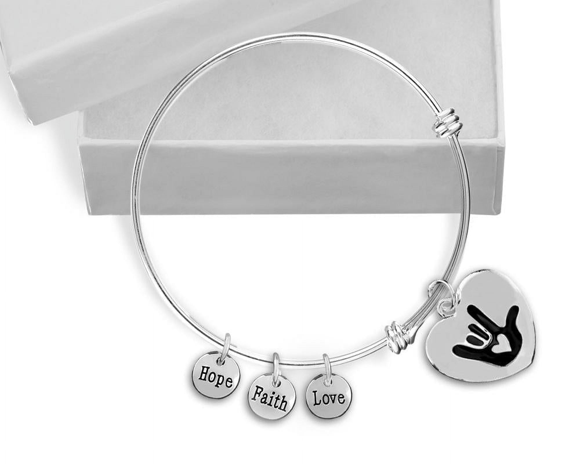 Deaf Awareness I Love You Sign Language Symbol Retractable Heart Charm ...