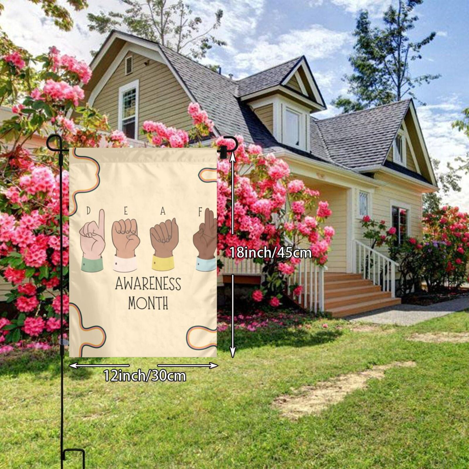 Deaf Awareness Month Hearing Loss Month Garden Flag Double Sided Yard ...