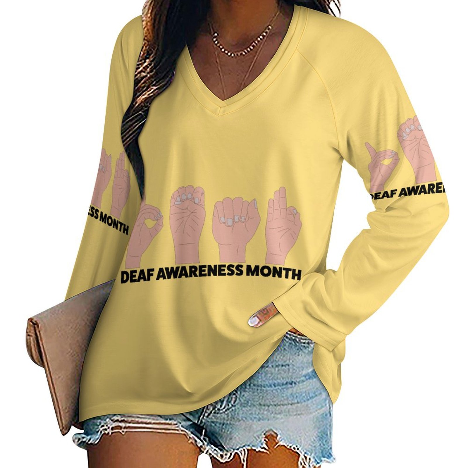 Deaf Awareness Month Hearing Loss Month Women's Long Sleeve Shirts ...