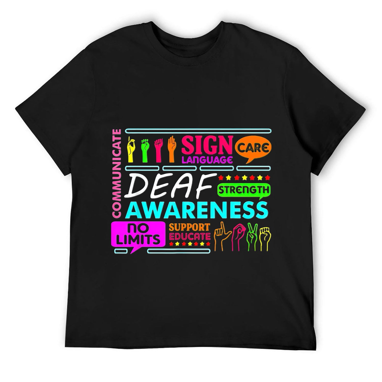 Deaf Awareness Sign Deafness Hearing Loss Warrior T-Shirt - Walmart.com