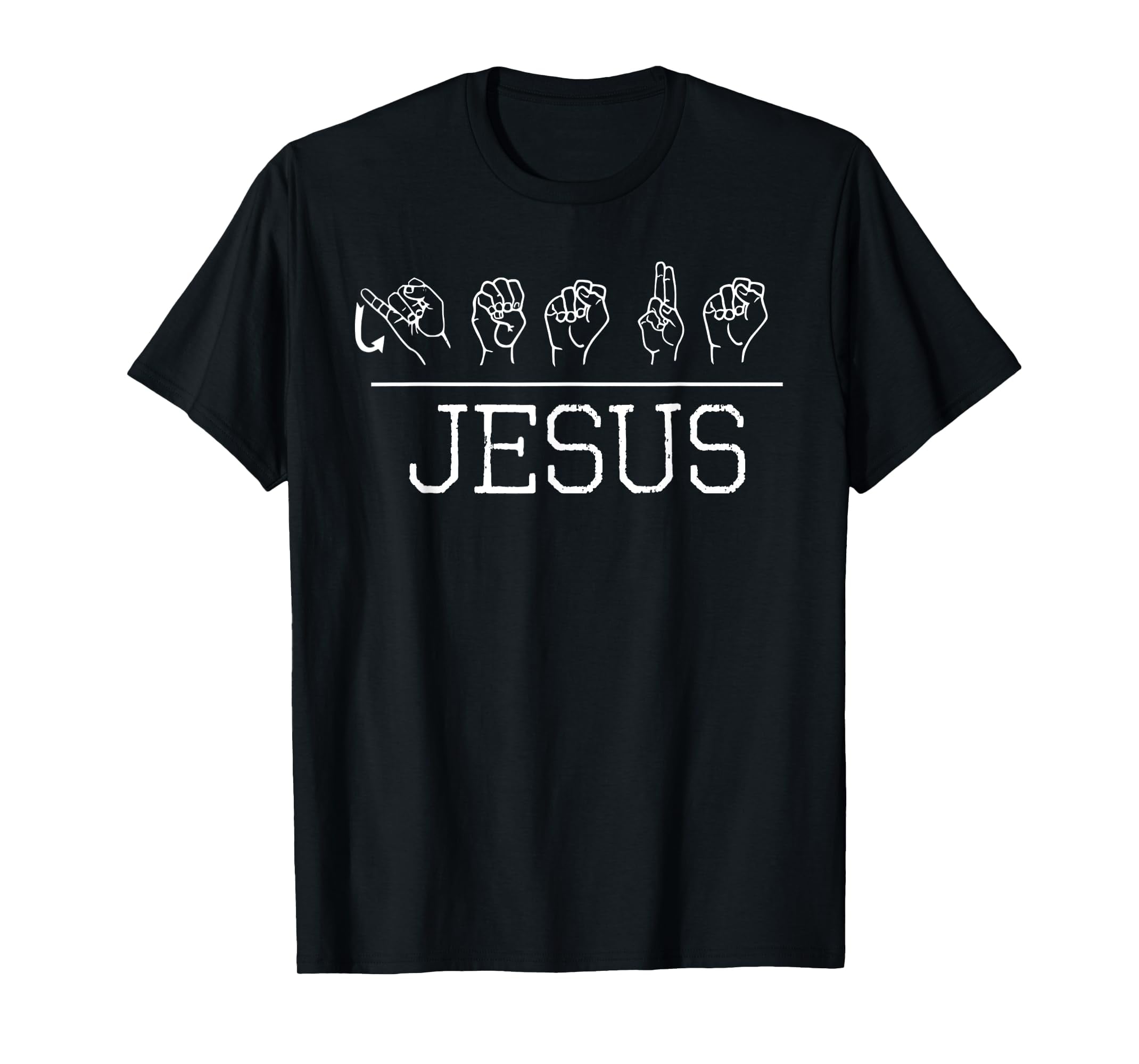Deaf Christian Faith Name of Jesus ASL Sign Language Shirt T-Shirt-M ...