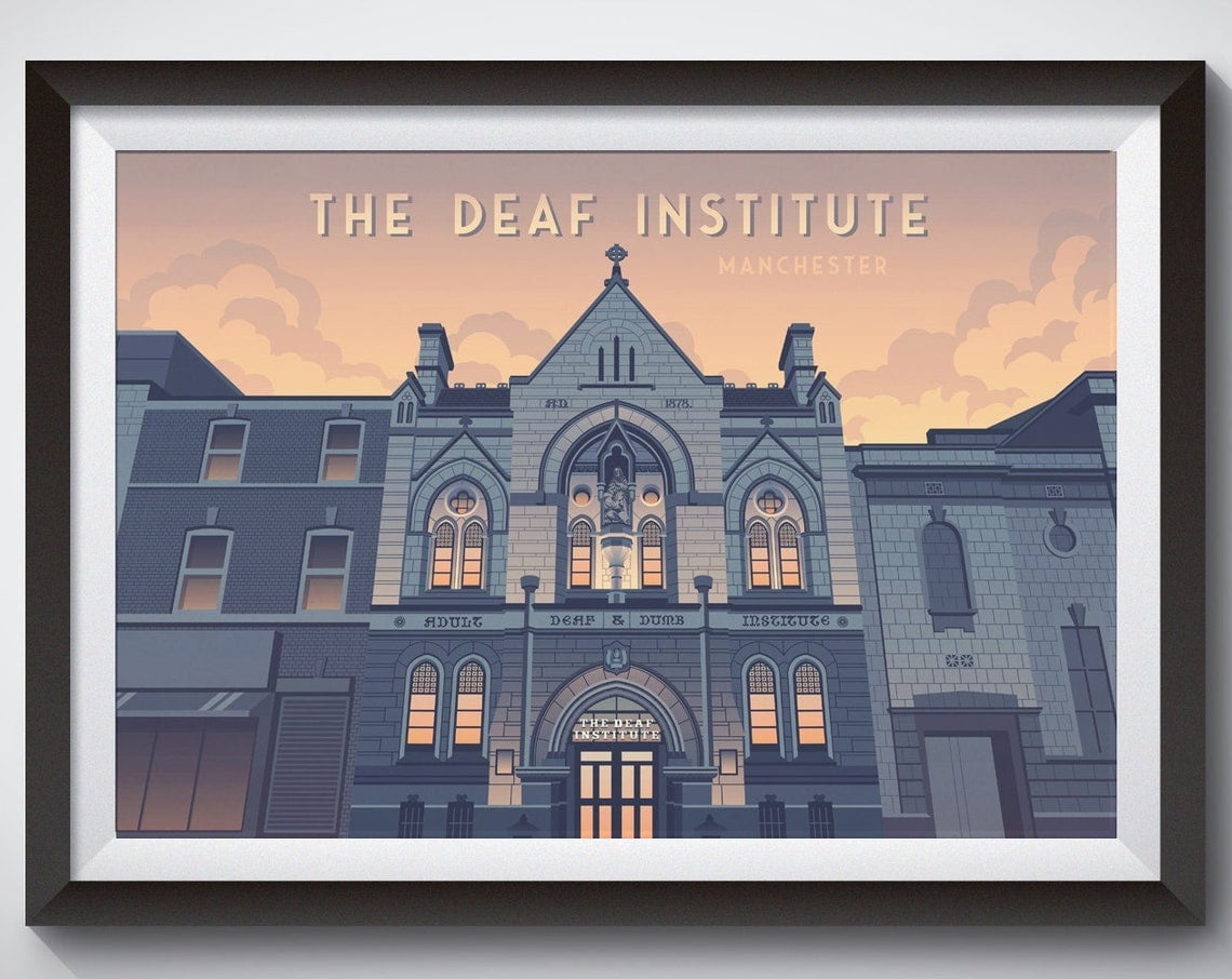 The Deaf Institute Poster, Manchester Travel Print, Music Venue Poster ...