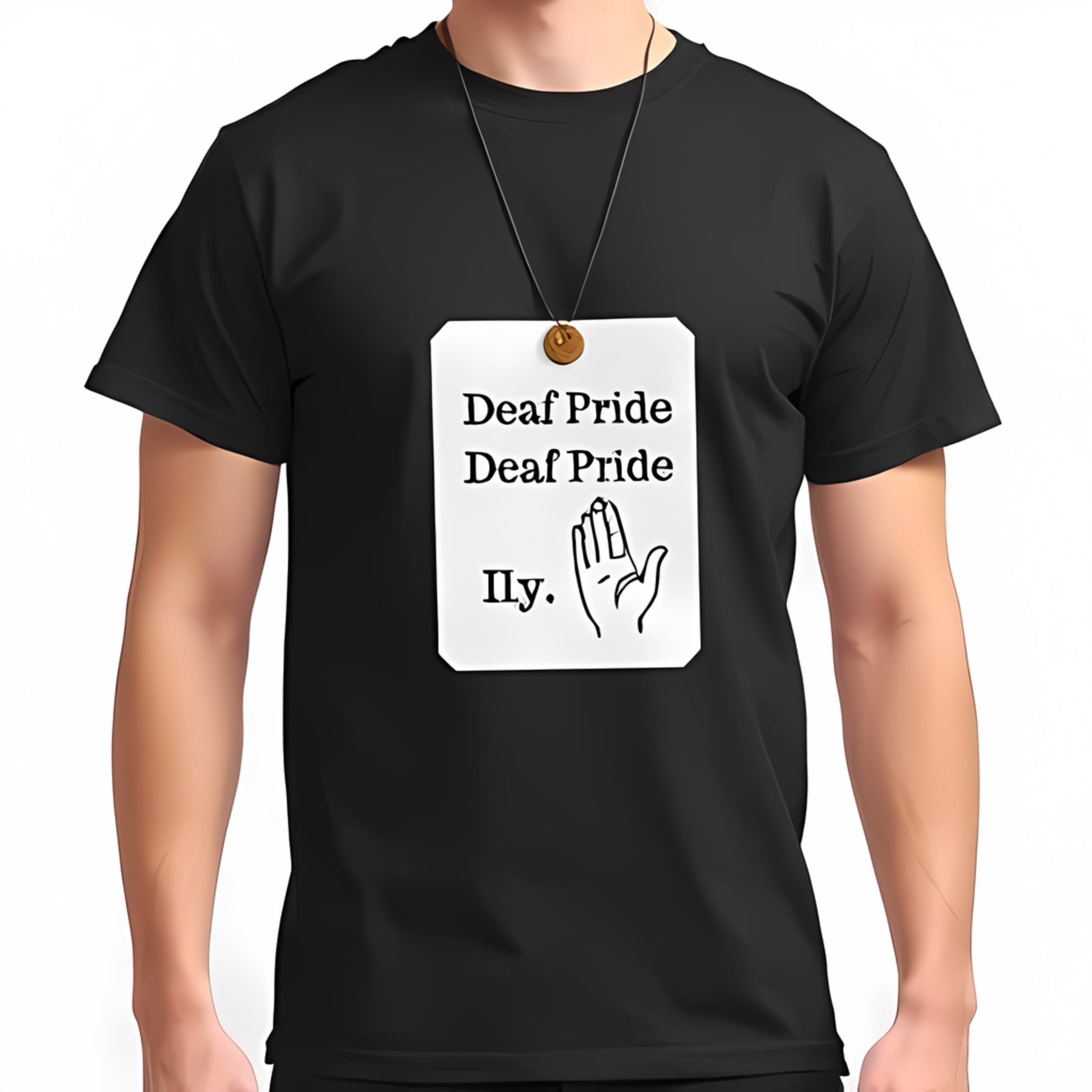Deaf Pride Cotton Short Sleeve T-Shirt with Bold ILY Hand Sign ...