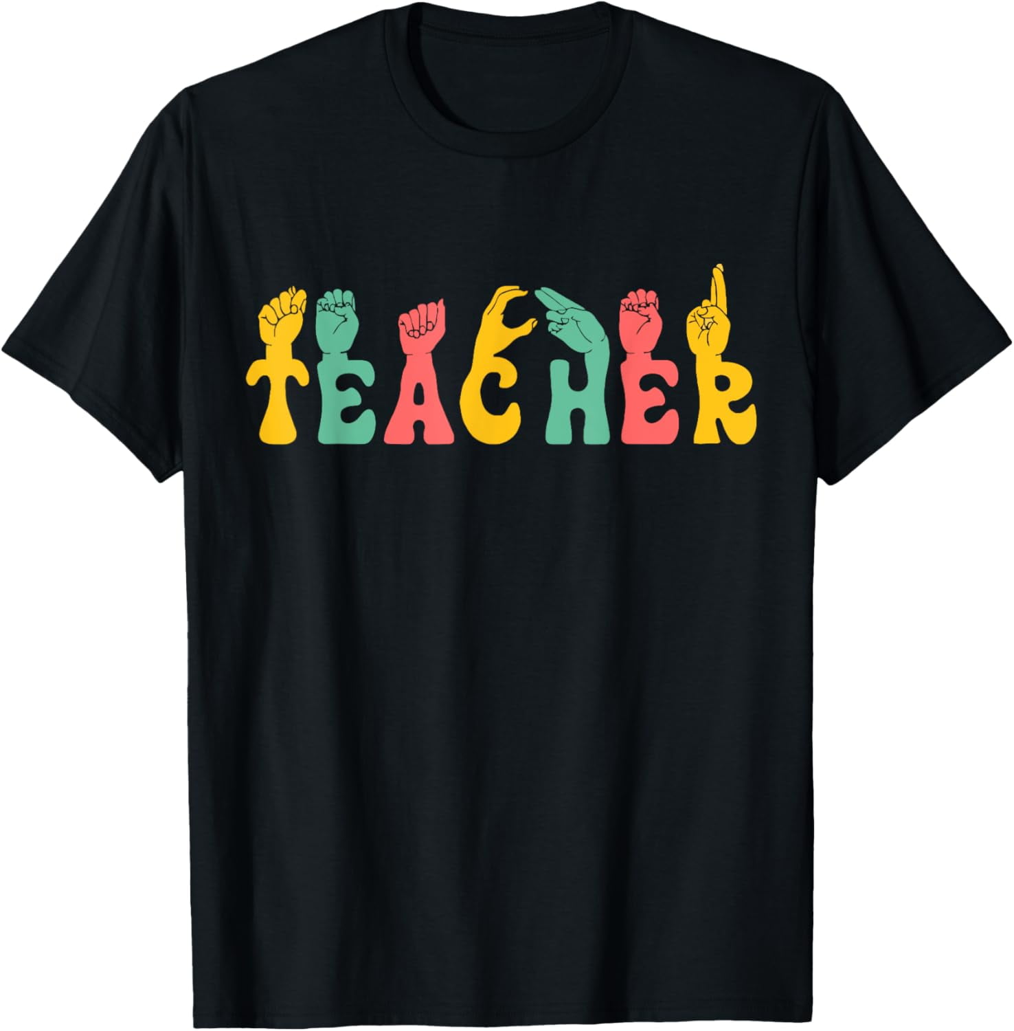 Deaf Pride Teacher ASL Sign Language Word Deaf Hearing Loss T-Shirt ...