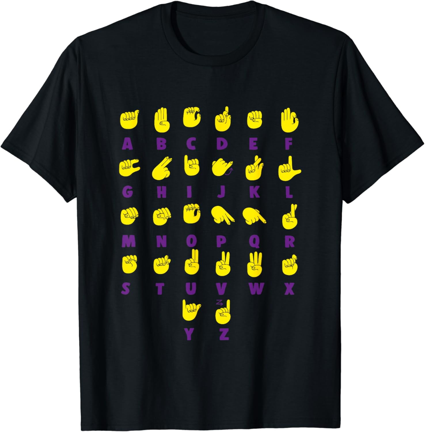 Deafness Deaf Hearing Alphabet Sign Language Gesture Gift T-Shirt ...