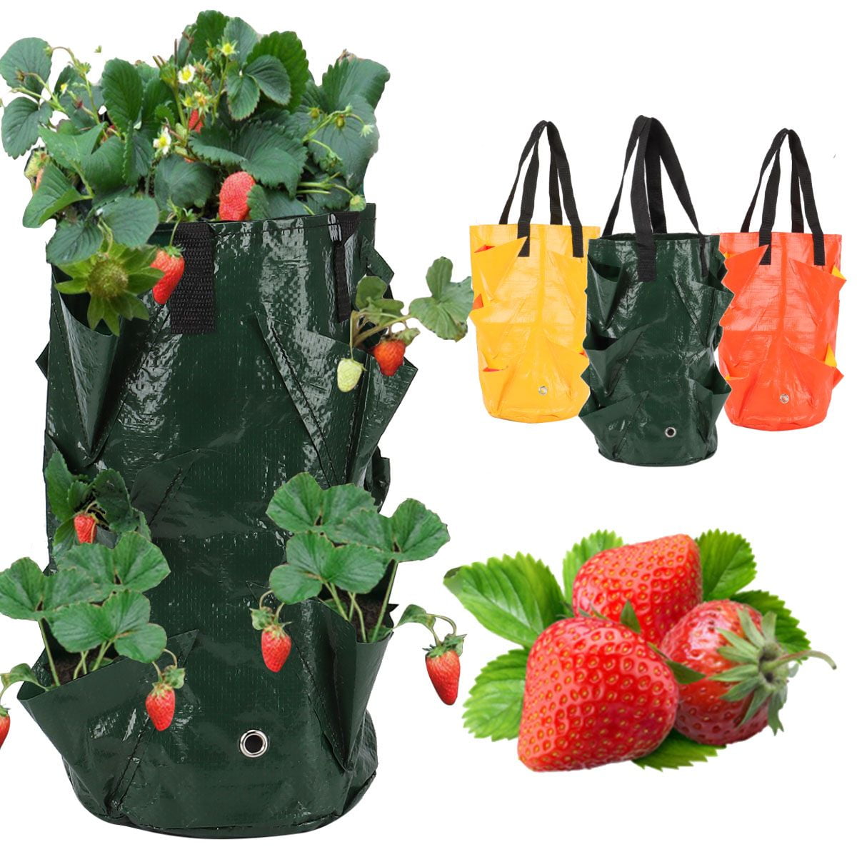 Deago 1 3 Pack 3 Gallon Strawberry Grow Bag Plant Bag With 10 Side deago-1-3-pack-3-gallon-strawberry-grow-bag-plant-bag-with-10-side