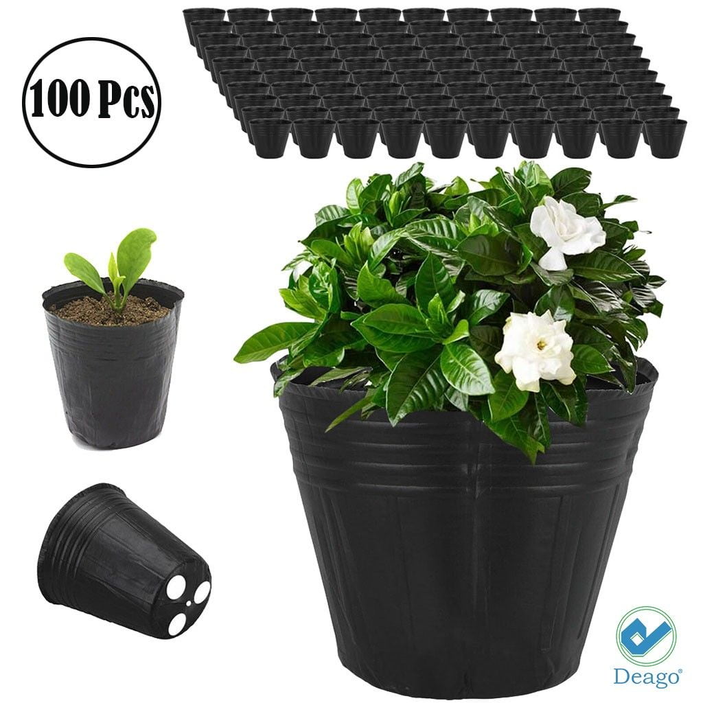Deago 100 Pcs Flexible Nursery Pot Flower Pots , Plastic Plant Pots ...