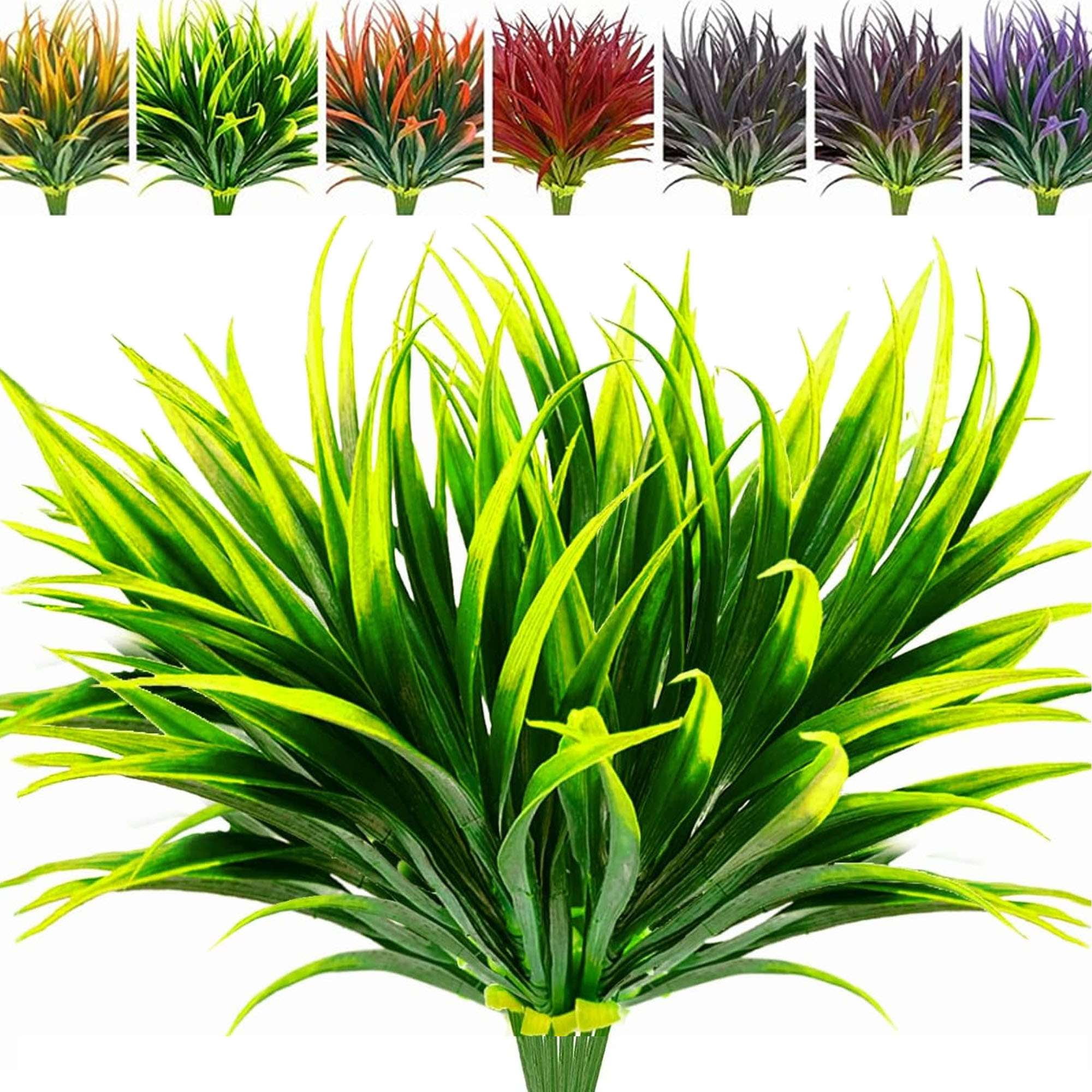 Deago 12 Bundles Artificial Grass Fake Plants 17in Outdoor Plastic UV ...