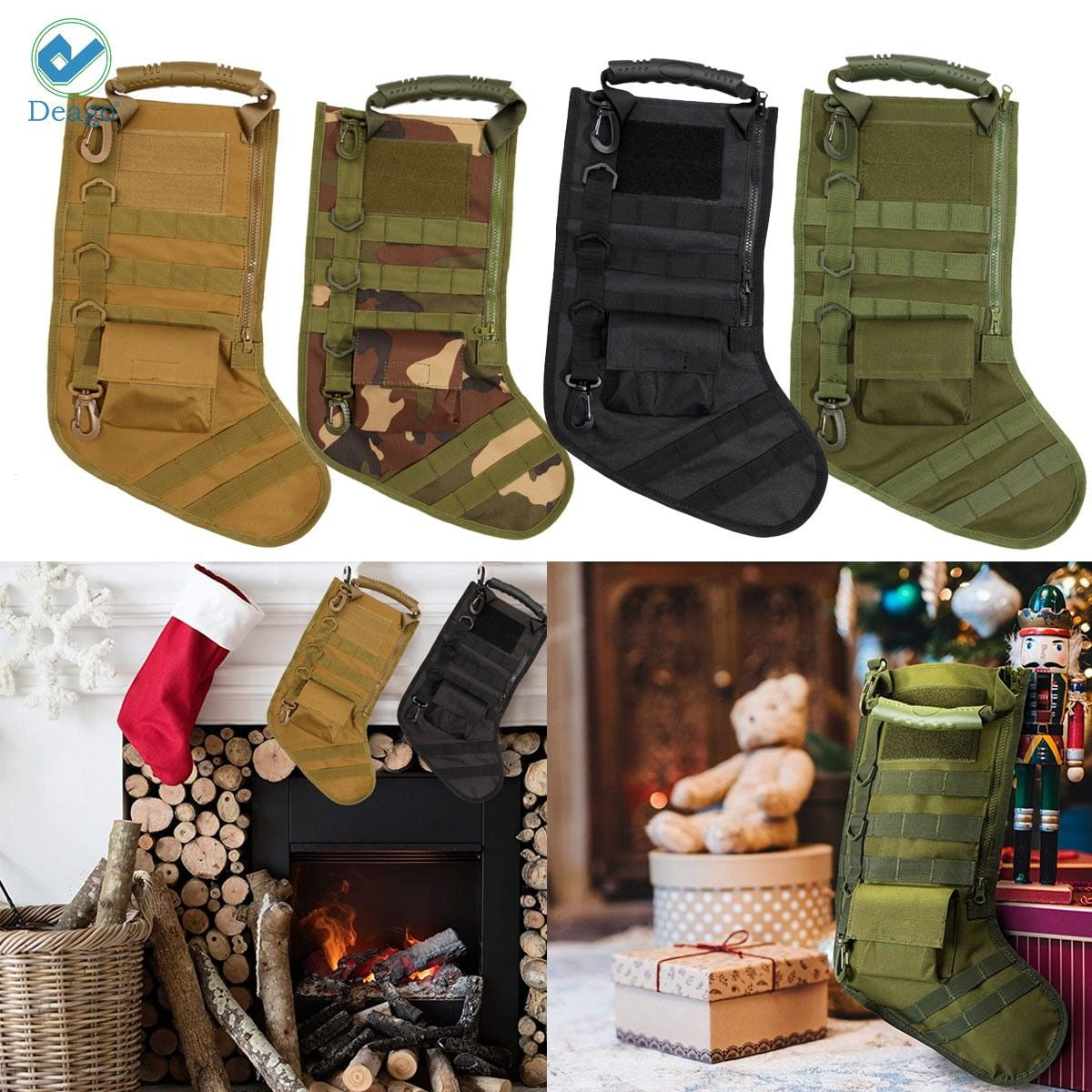 Deago 18" Tactical Christmas Stocking Military Gift Bag Durable ...