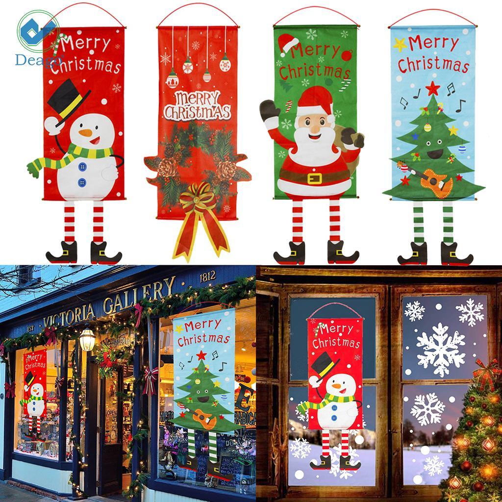 Deago 1PCS Christmas Hanging Flags Banner Decotaions Signs Santa ...