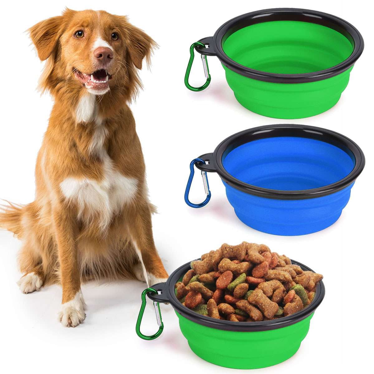 Deago 2 Pack Collapsible Dog Bowls, Portable Foldable Dogs Cats Travel ...