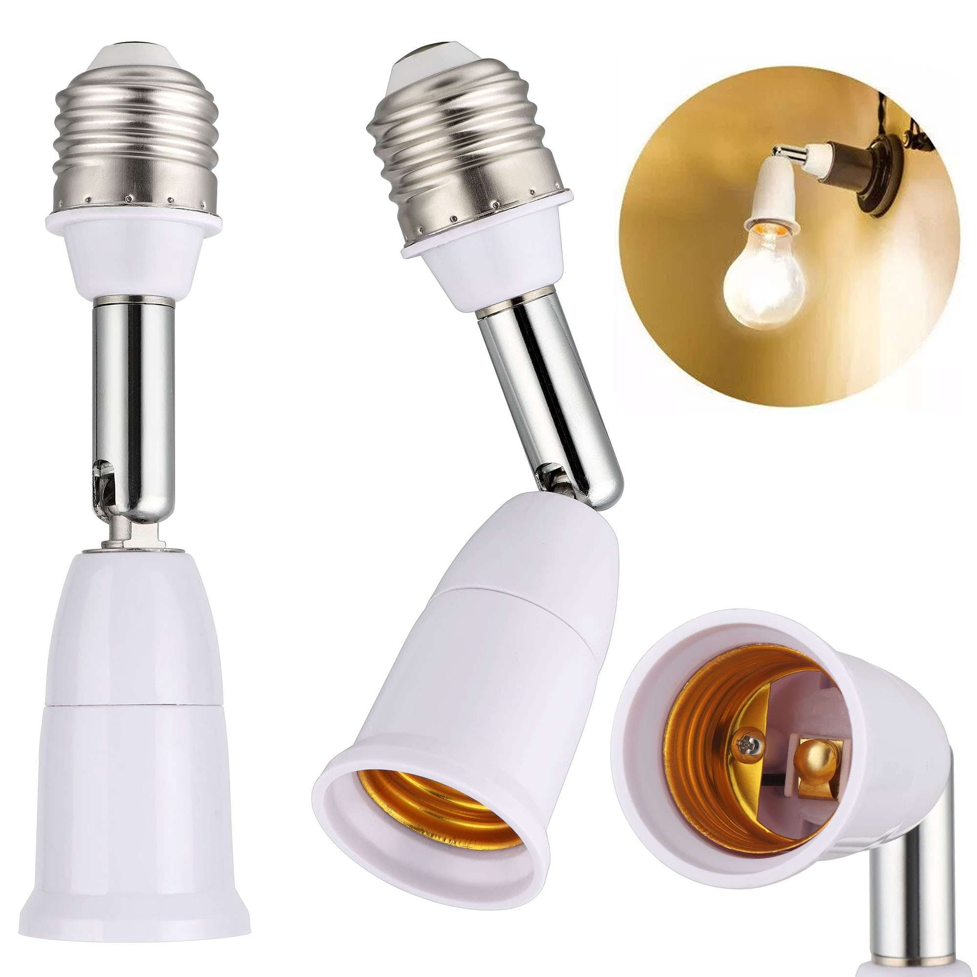 Deago 2 Pack Light Socket Extender, E27 Light Bulb Extender, 3.9 Inch ...