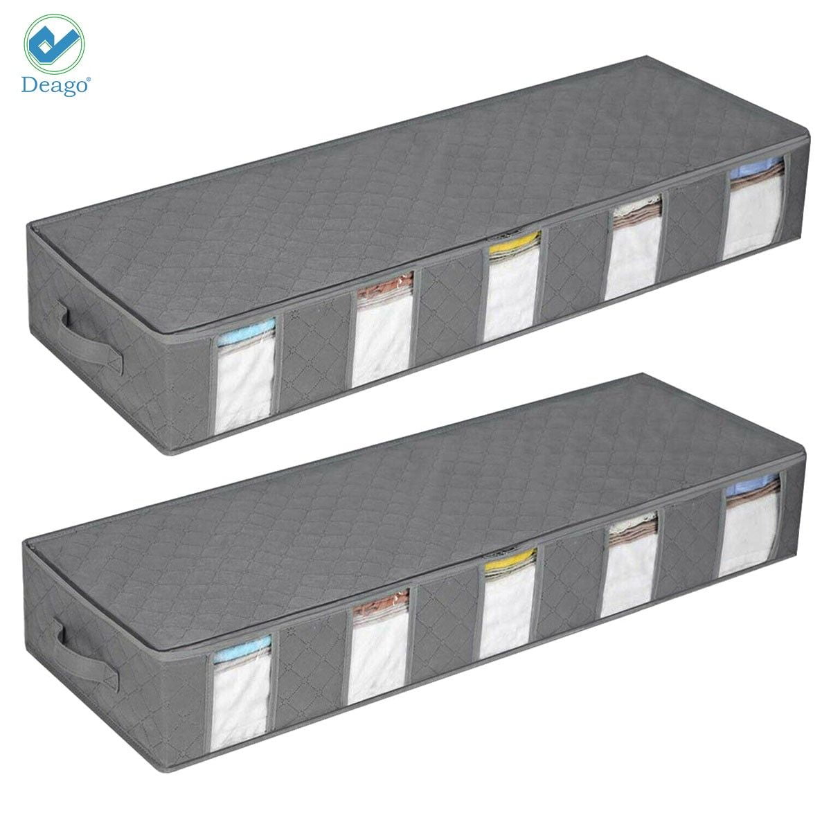 Deago 2 Pack Underbed Storage Bags Containers - Large Capacity Foldable ...