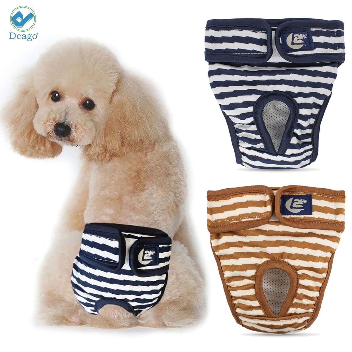 Deago 2 Pack Washable Dog Diapers Female for Small Medium Dogs, Premium ...