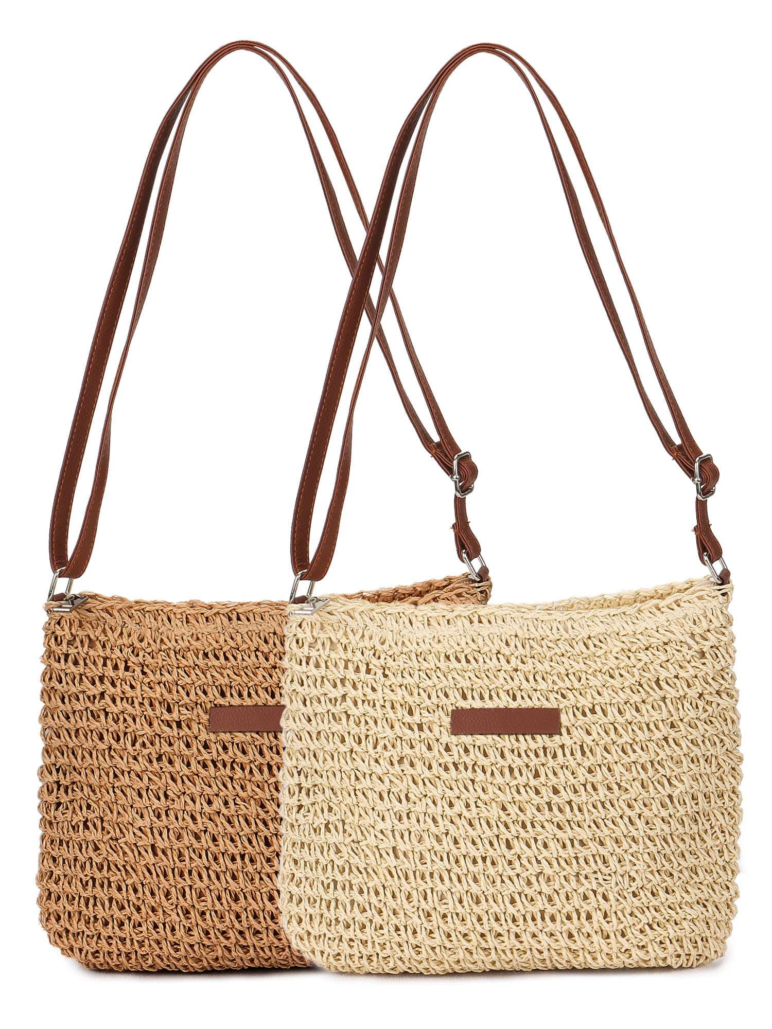 Deago 2 Pack Women Summer Straw Crossbody Bag Beach Handmade Woven ...