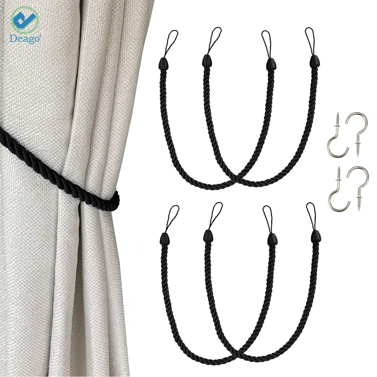 Deago 2 Pairs Curtain Ropes Tiebacks Decorative Handmade Tie Backs ...