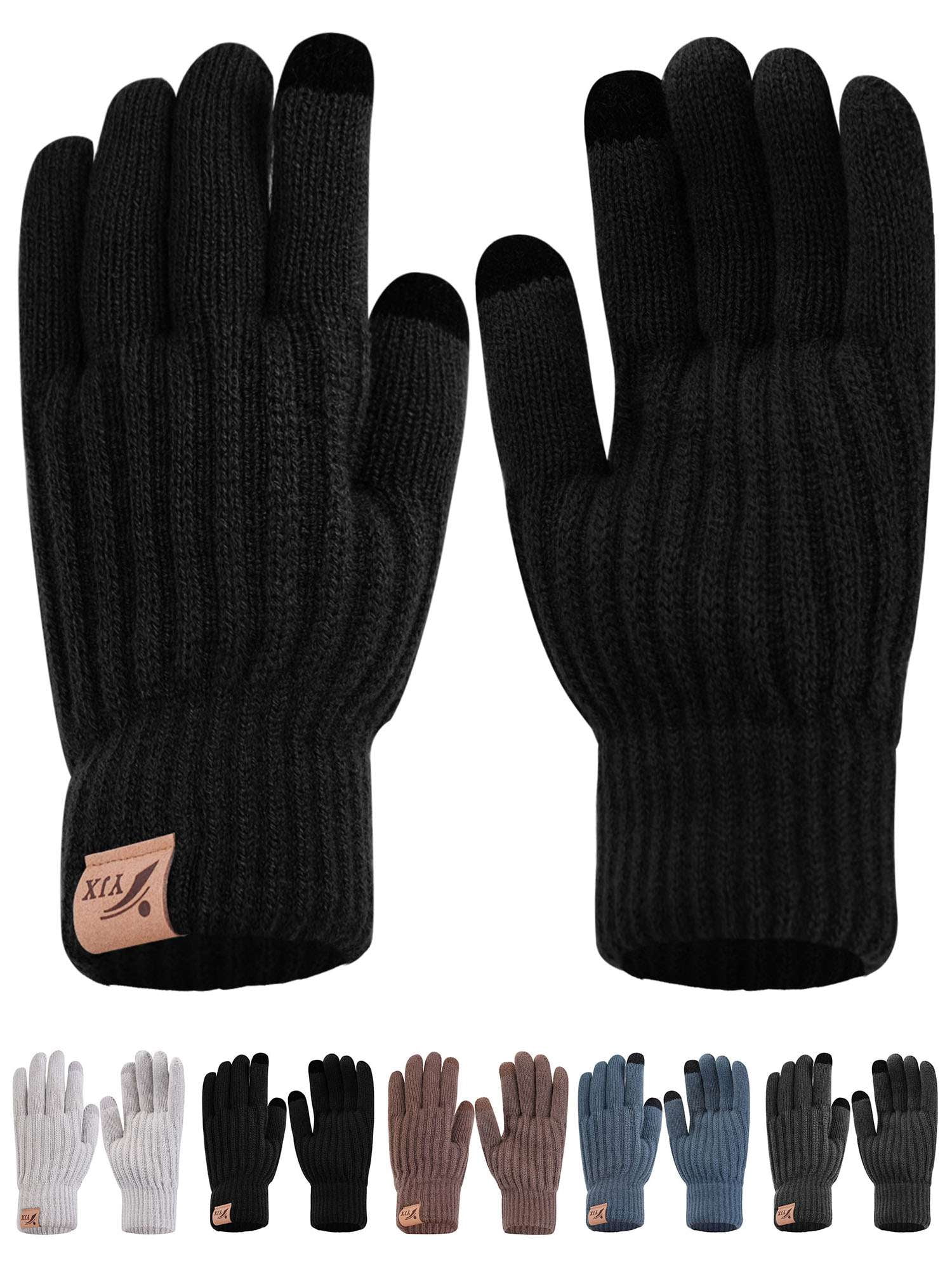 Deago 2 Pairs Wool Winter Gloves for Men Women Fleece lined Touchscreen ...