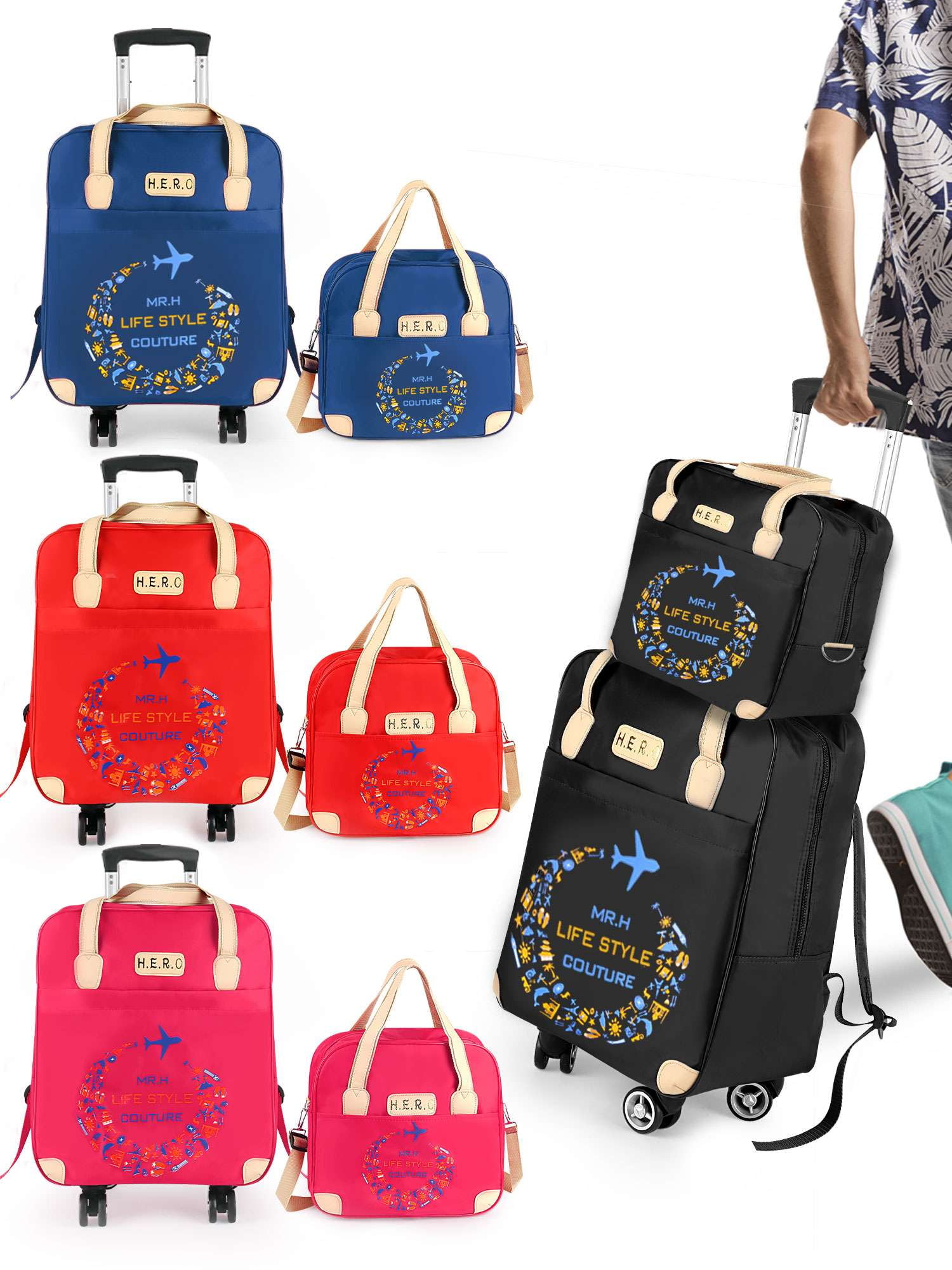Deago 2 Piece Softside Upright Carry-on Luggage Set Lightweight Durable ...
