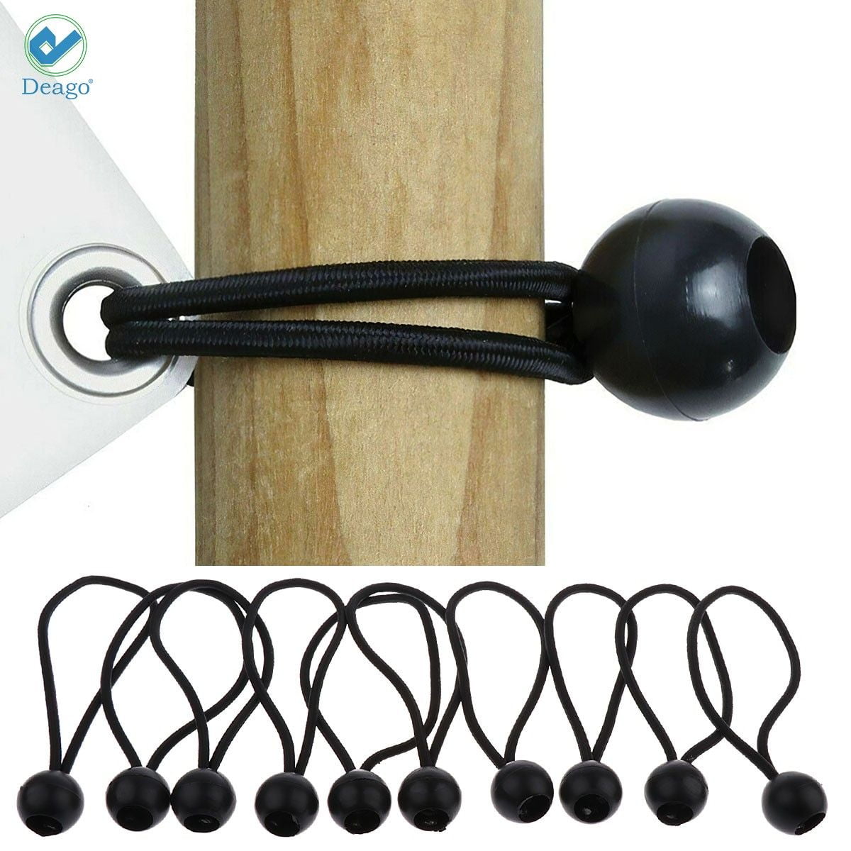 Deago 20 Pack 6" Ball Bungee Bungie Cord Heavy Duty Canopy Tarp Tie ...