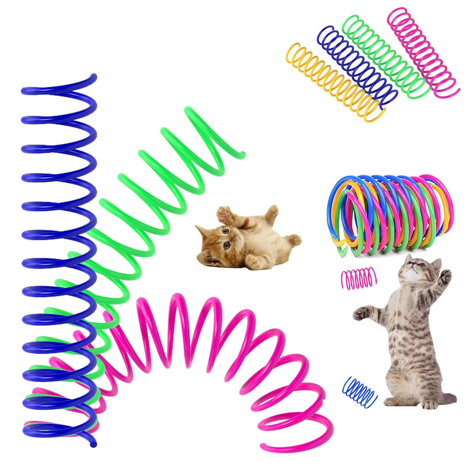Deago 20 Pack Cat Spring Toys, Cat Kittens Toys Colorful Plastic Coil ...