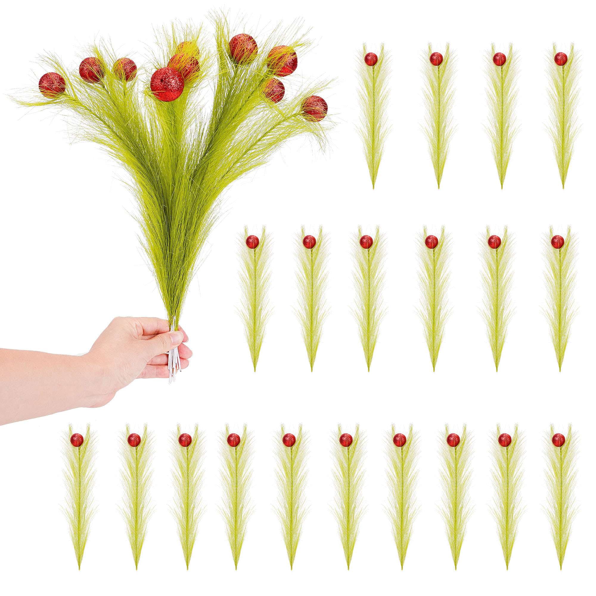 Deago 20 Pcs Christmas Tree Topper 15" Lime Green Curly Tree Picks with ...