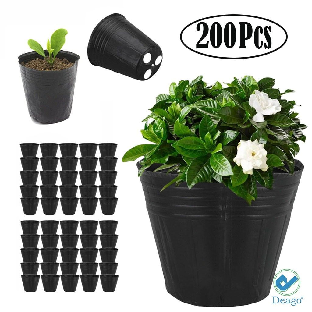 Deago 200 Pcs Flexible Nursery Pot Flower Pots , Plastic Plant Pots ...