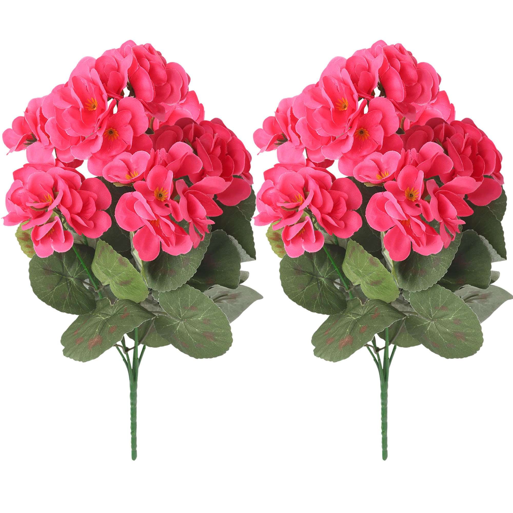 Deago 2Pcs 14" Artificial Geraniums Silk Flowers Plants UV Resistant ...