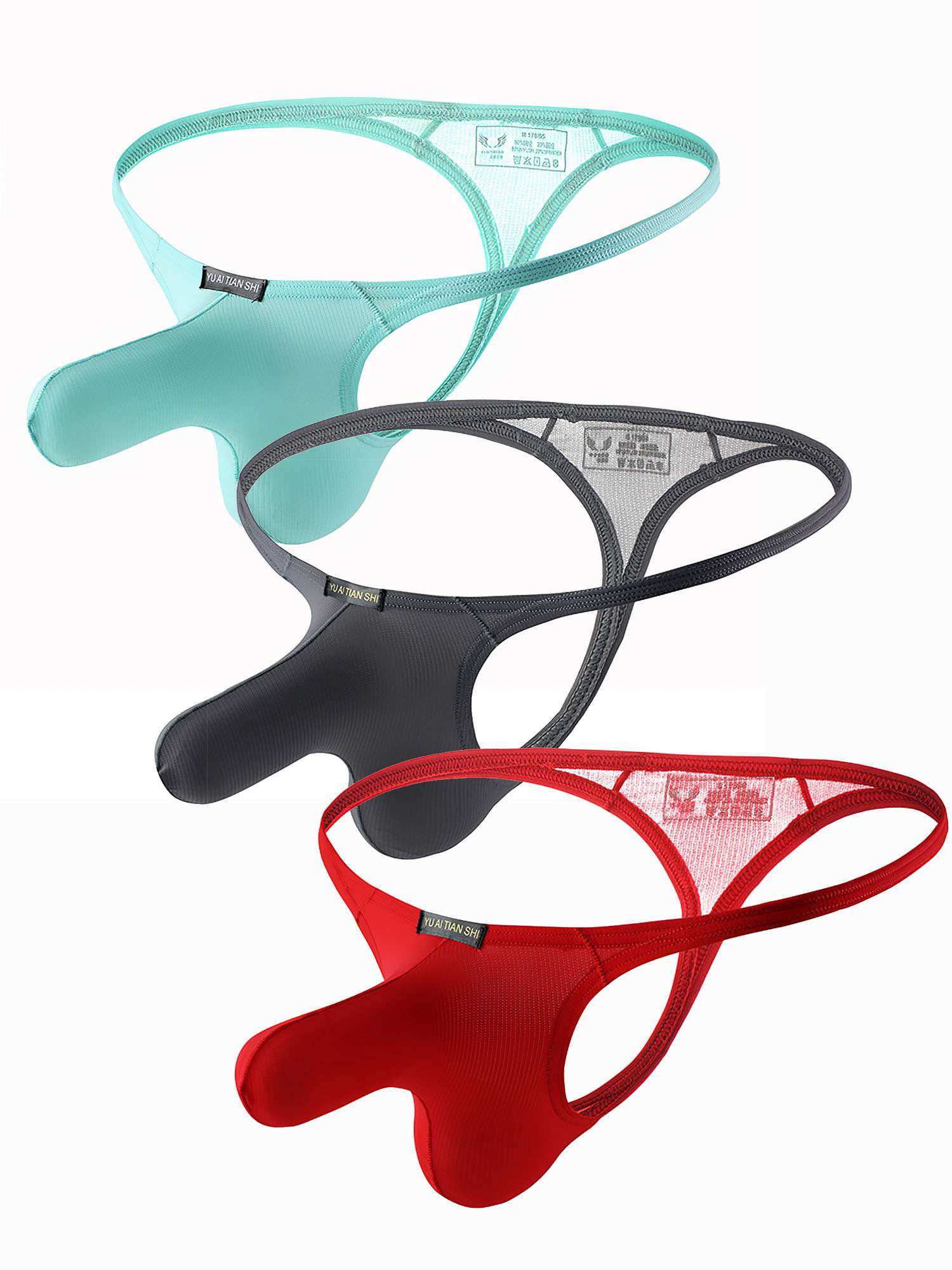Deago 3 Pack Men's Sexy Thong Underwear Low Rise G String T-Back Thongs ...