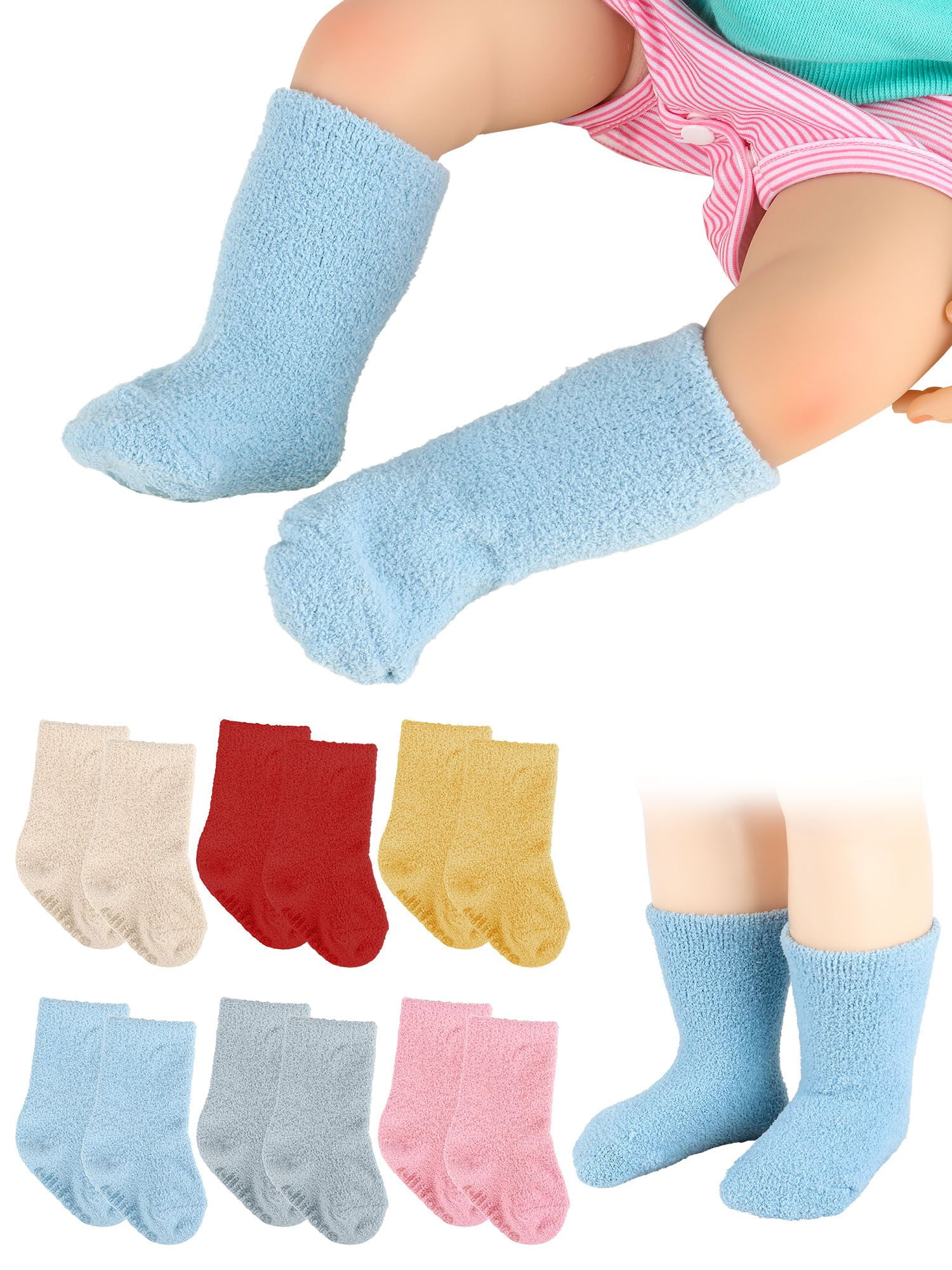 Deago 3 Pairs Baby Boy Girl Non Slip Slipper Socks Child Toddler Kids ...