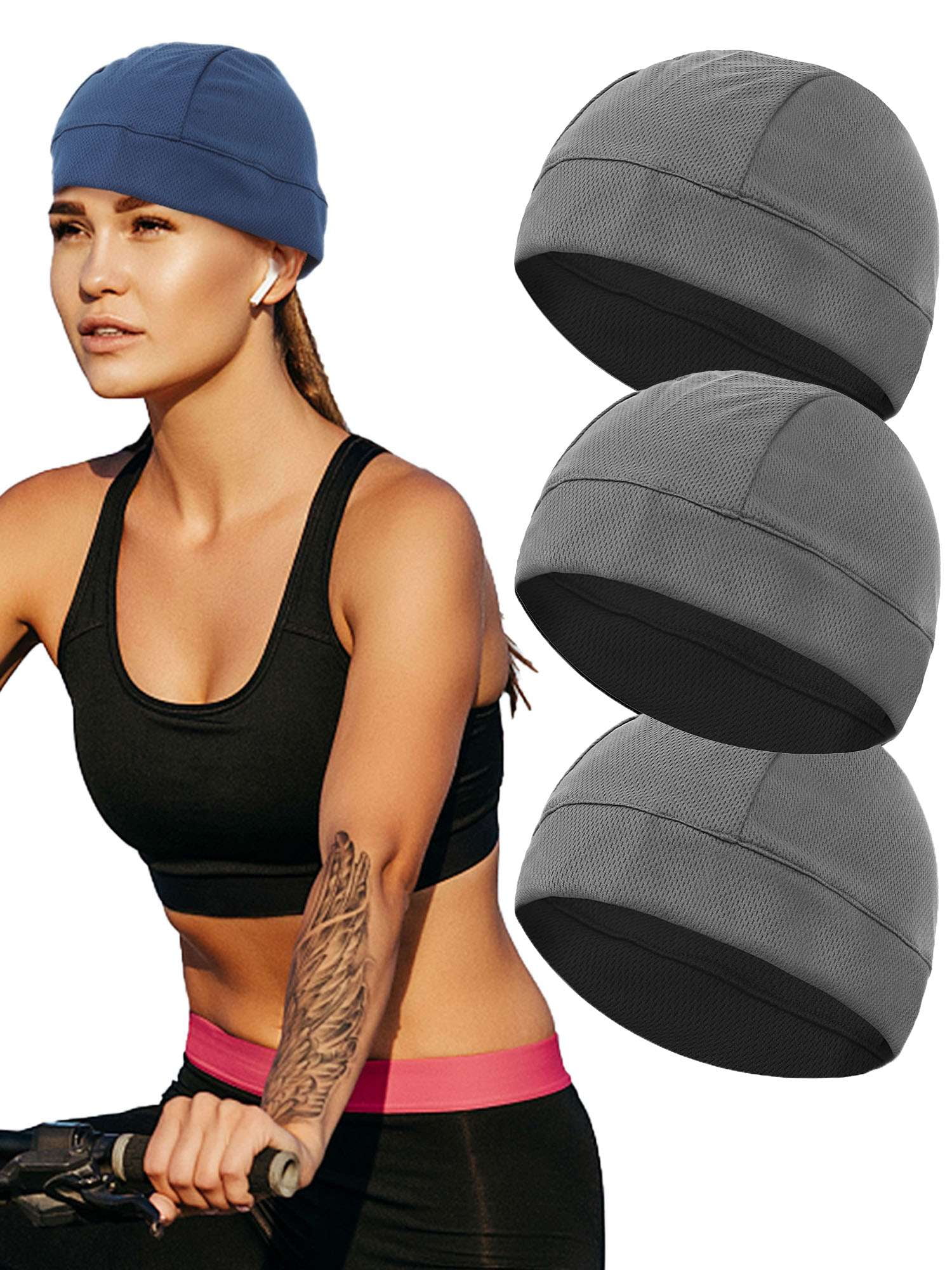 Deago 3 Pcs Skull Cap Helmet Liner Beanie Sweat Wicking Cap Cooling ...