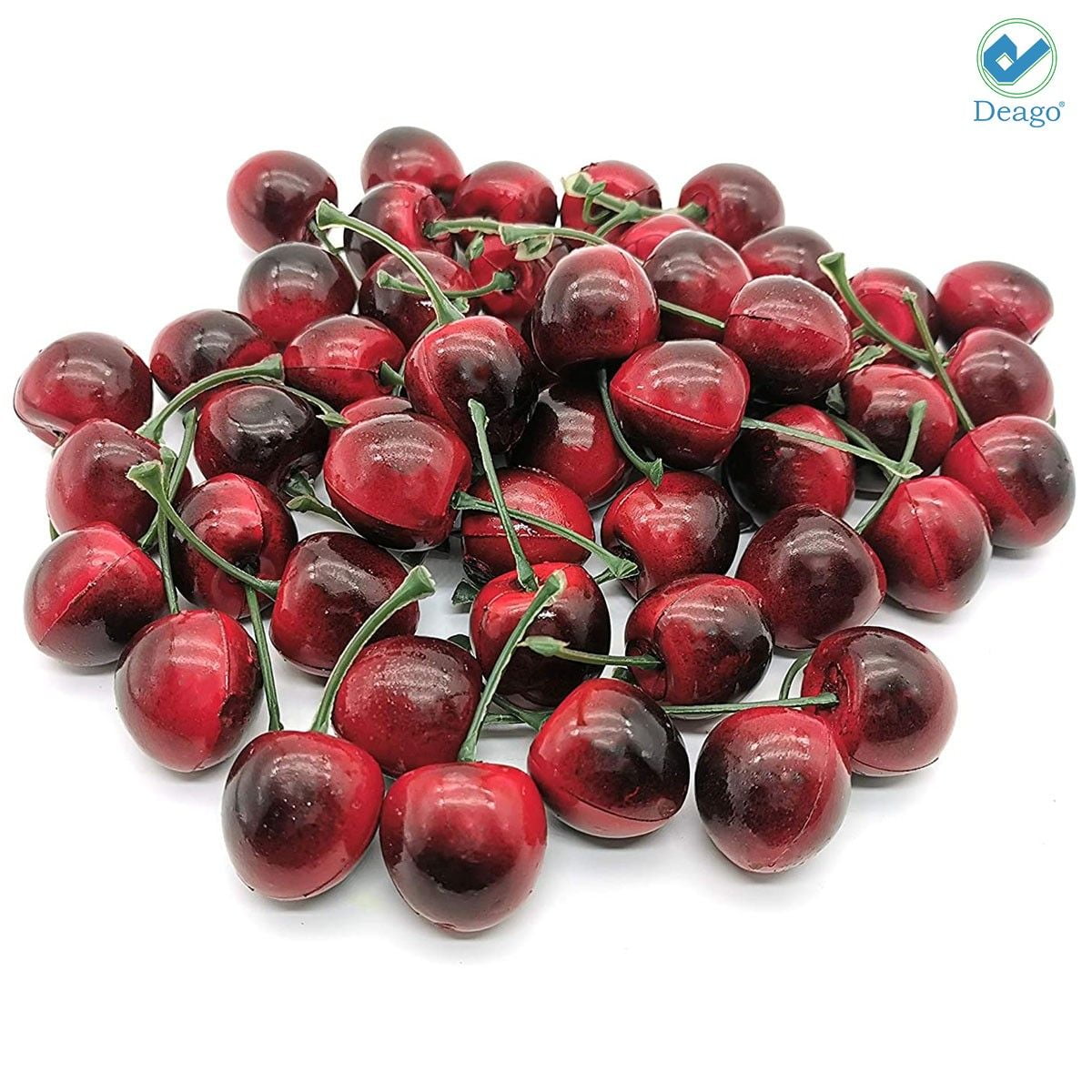 Deago 30 Pieces Artificial Cherry Fruit Lifelike Simulation Small Red ...
