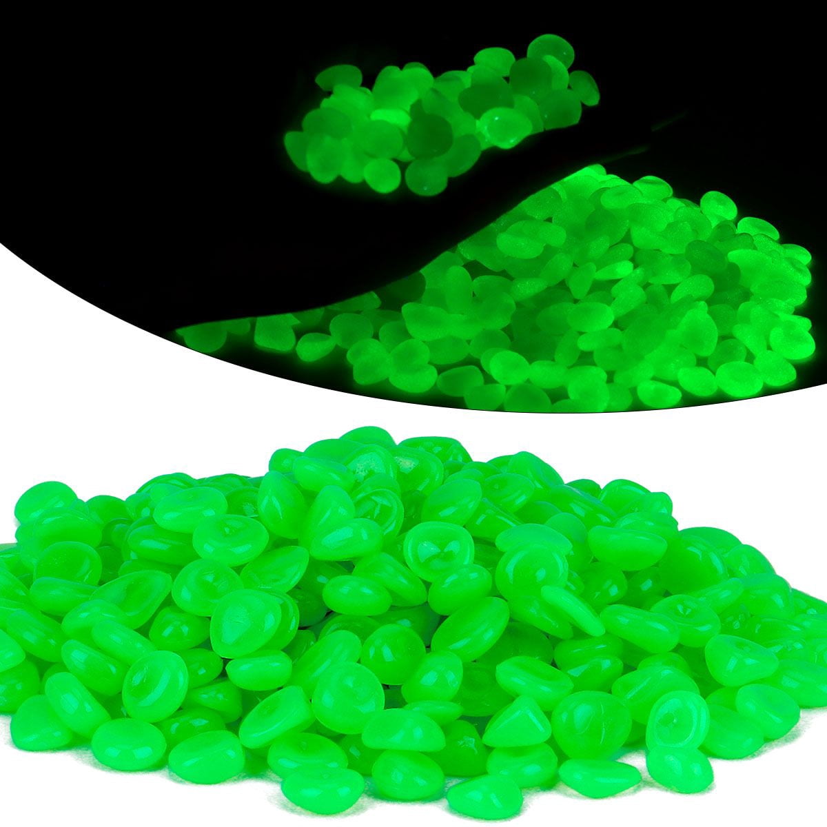 Deago 300Pcs Glow in The Dark Stones Garden Luminous Pebbles Stone ...