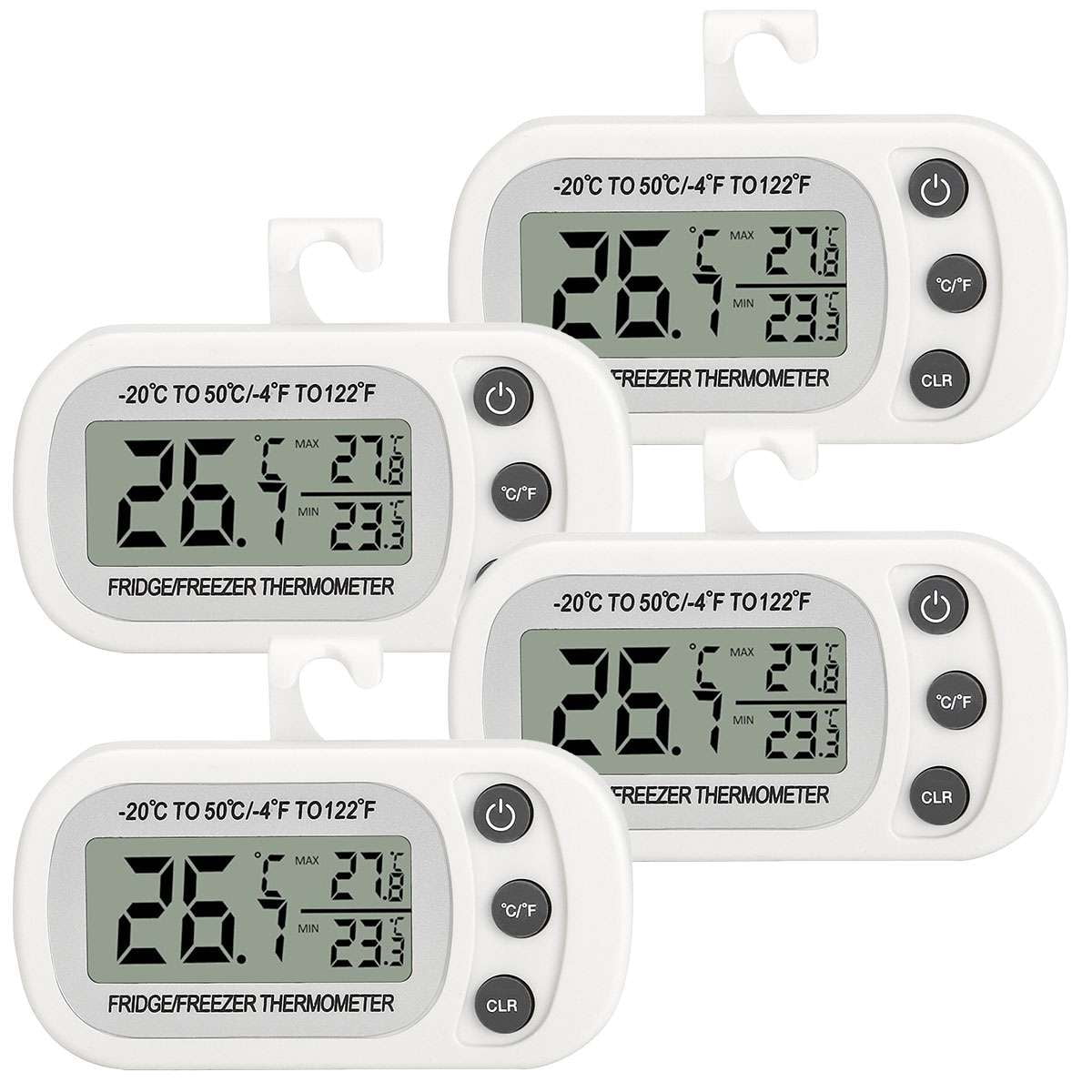 Deago 4 Pack Waterproof Refrigerator Fridge Thermometer, Digital ...