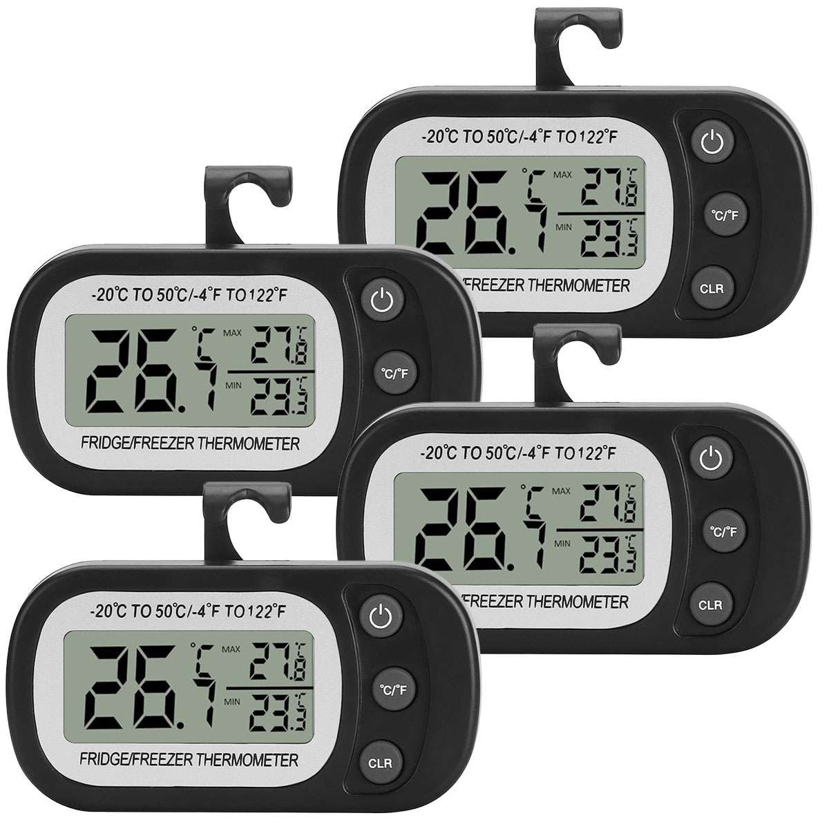 Deago 4 Pack Waterproof Refrigerator Fridge Thermometer, Digital ...