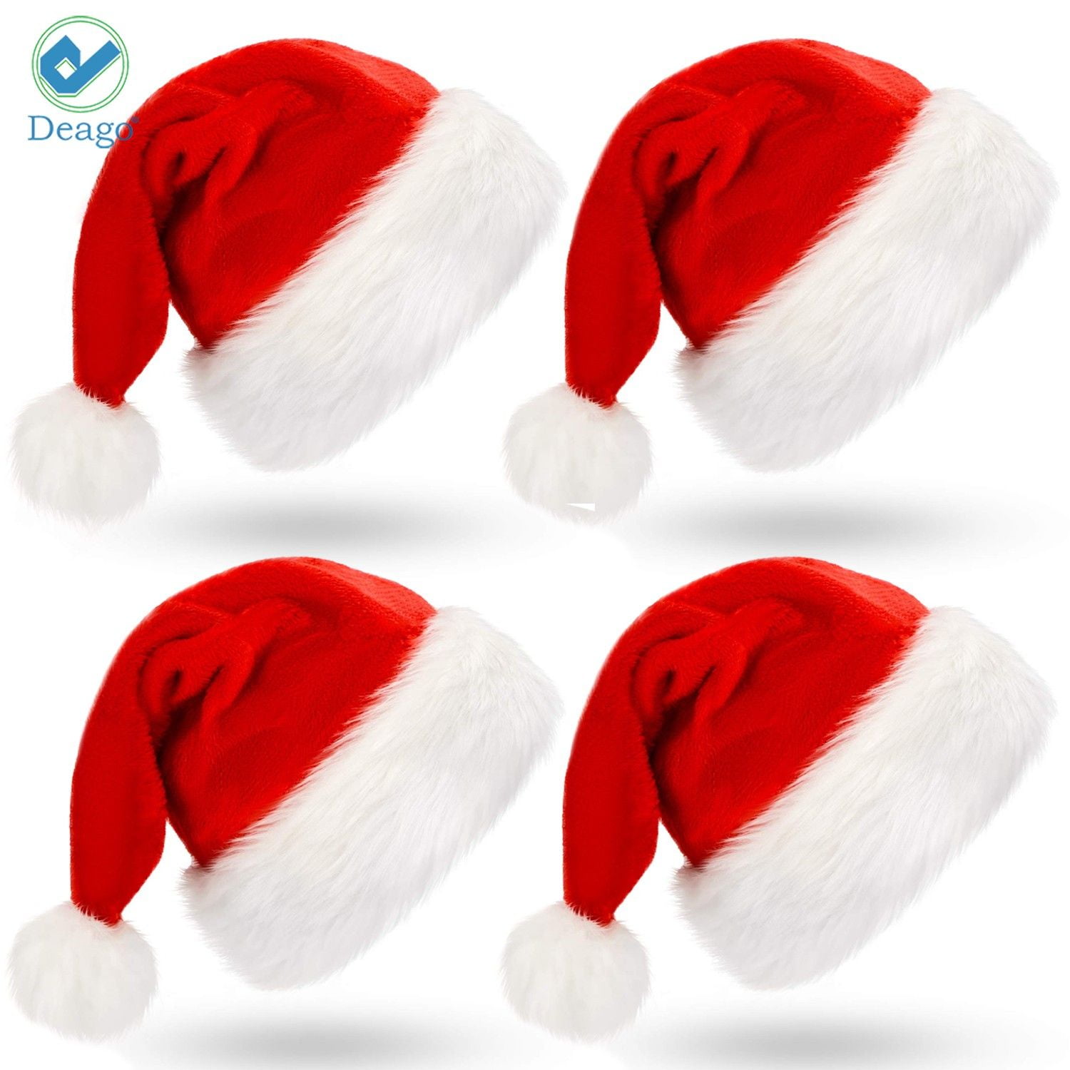 Deago 4PCS Christmas Hats Holiday Santa Hat Comfort Red Velvet Hats ...