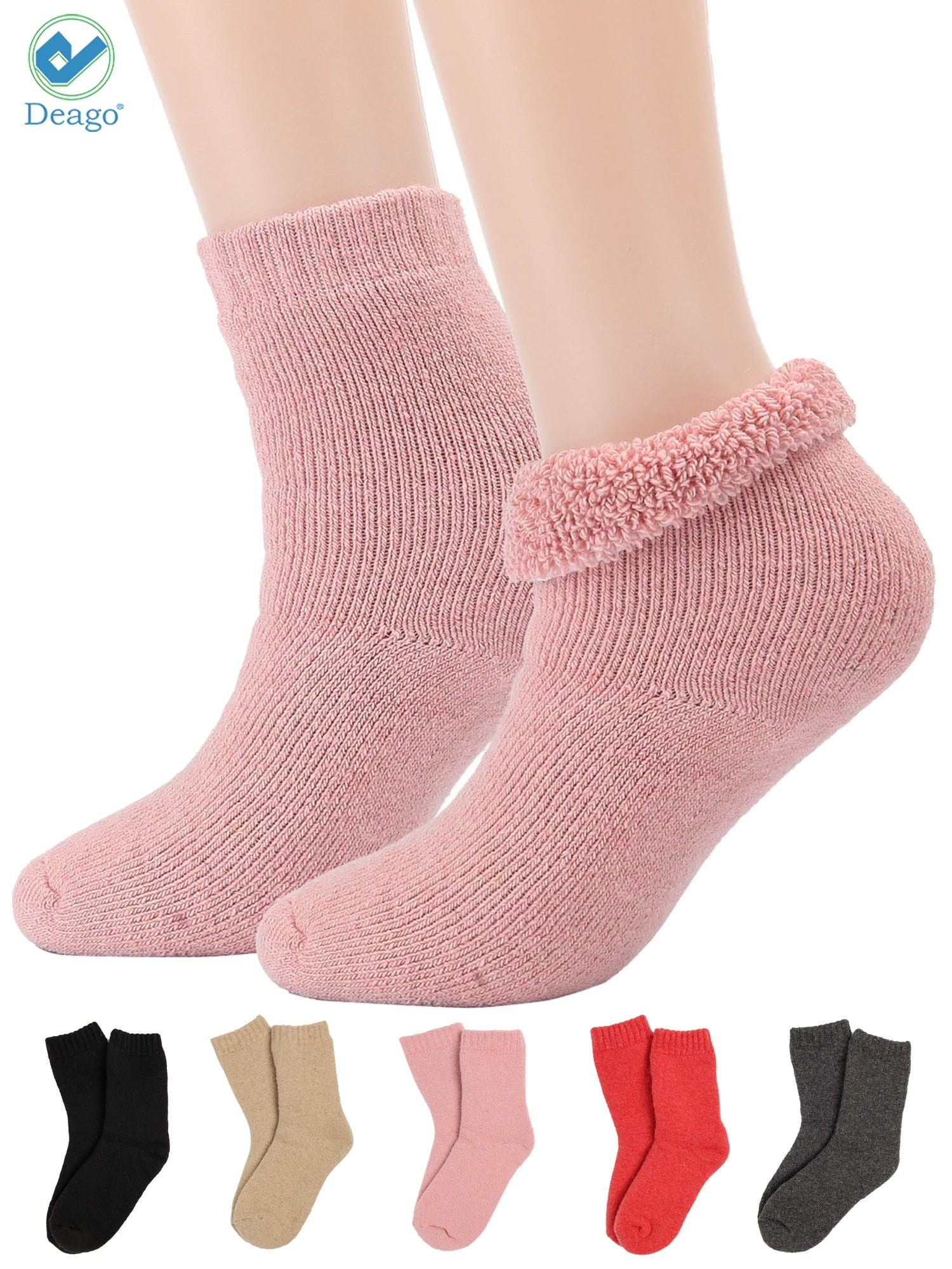 Deago 5 Pairs Womens Super Thick Wool Socks - Soft Warm Comfort Casual ...