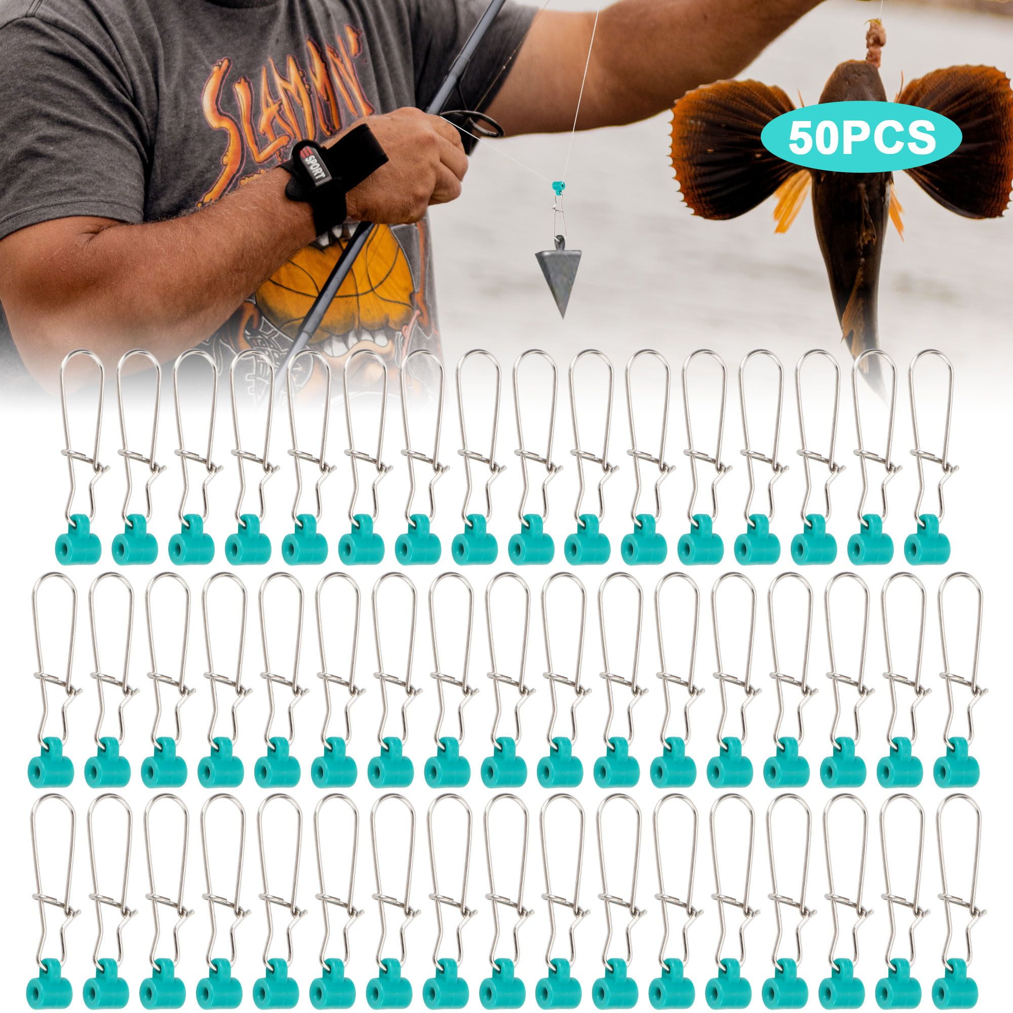 Deago 50/100 PCS Fishing Line Sinker Slides Duo Lock Snaps High ...