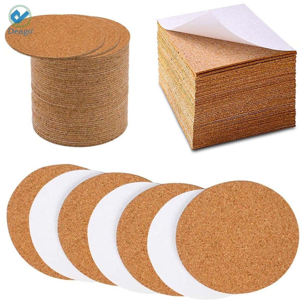Deago 50 Pack Self-Adhesive Cork Squares 4 x 4 Inch Cork Tiles Board ...