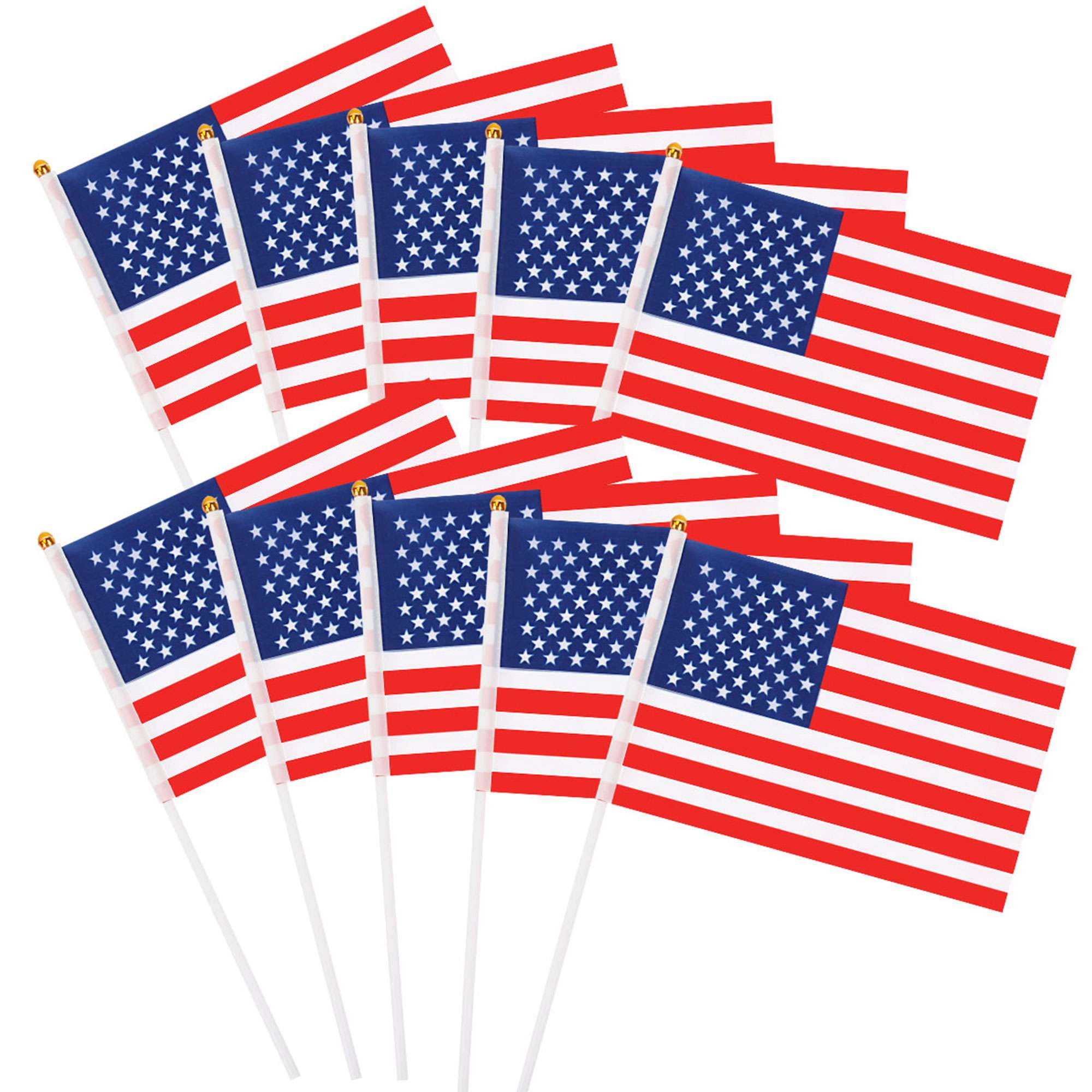 Deago 50 Pack Small American Flags Mini USA Flag on Stick Handheld US ...