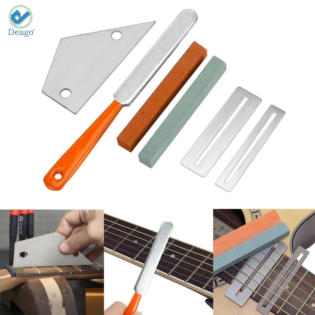 Deago 6 Pack Guitar Luthier Tool Kit Included Guitar Fret Crowning File ...