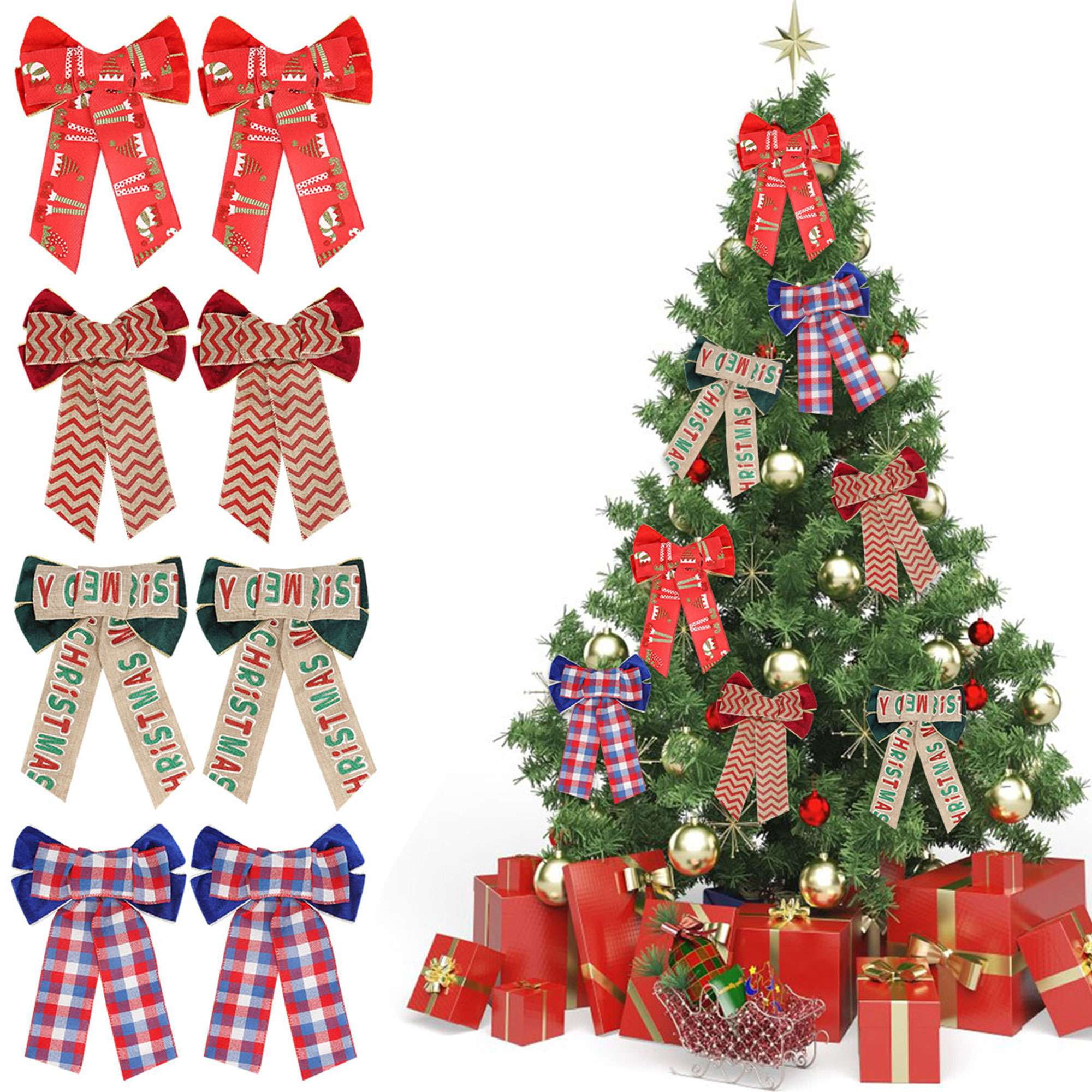 Deago 8 Pack Christmas Wreath Bows 8 x 13 Inches Velvet Christmas Bows ...