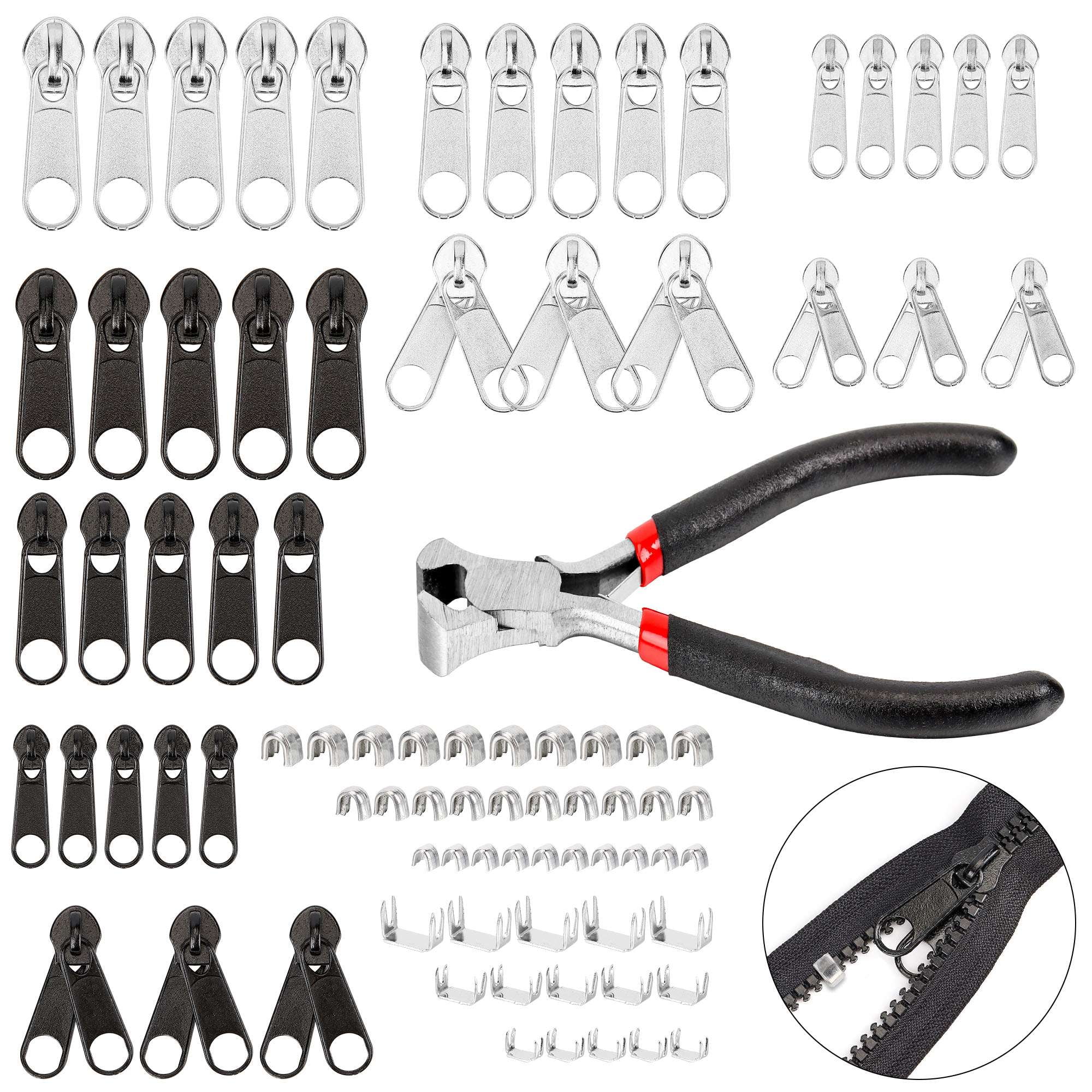 Deago Universal Zipper Repair Kit, 85 PCS with Install Plier, for ...