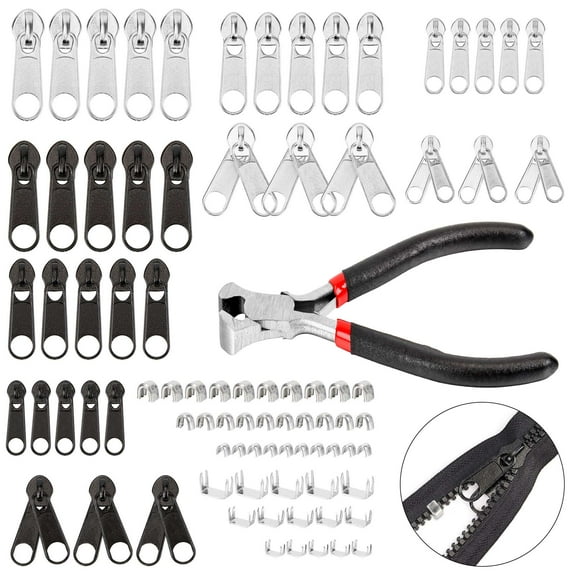 Deago Universal Zipper Repair Kit, 85 PCS with Install Plier, for ...