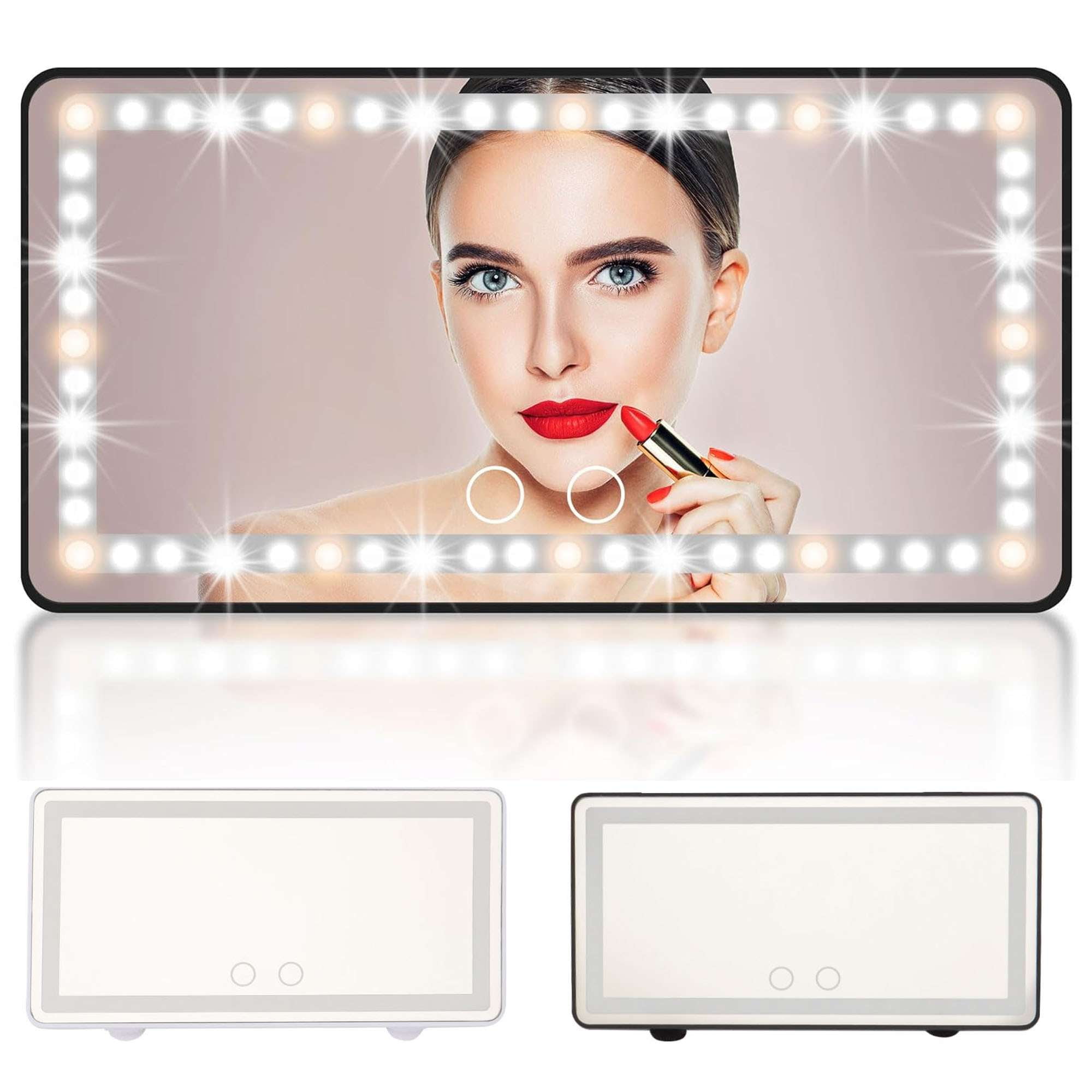 Deago Car Sun Visor Vanity Mirror Rechargeable Makeup Mirror with 3 ...