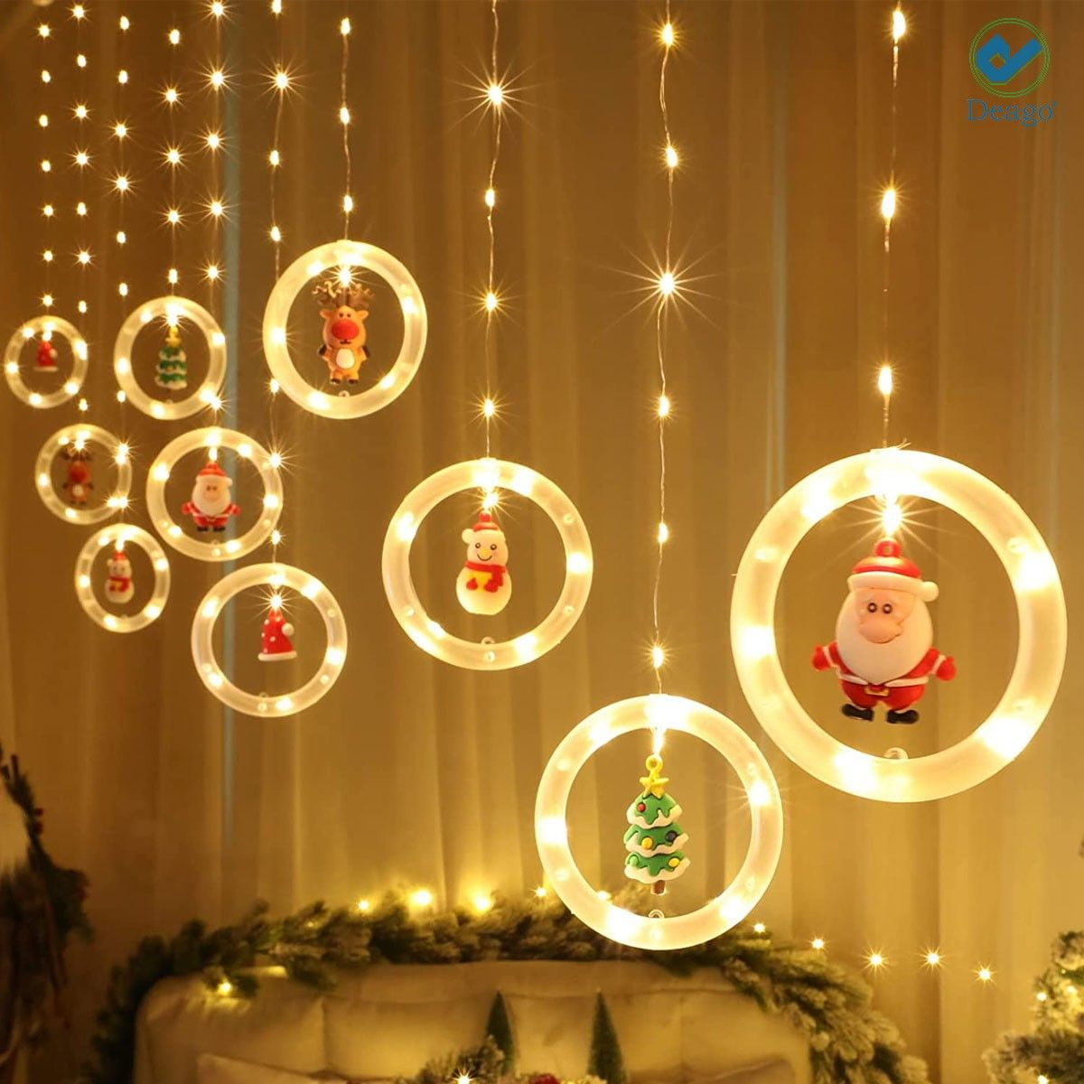 Deago Christmas String Lights 128 LED 10Pcs Santa Fairy Lights ...