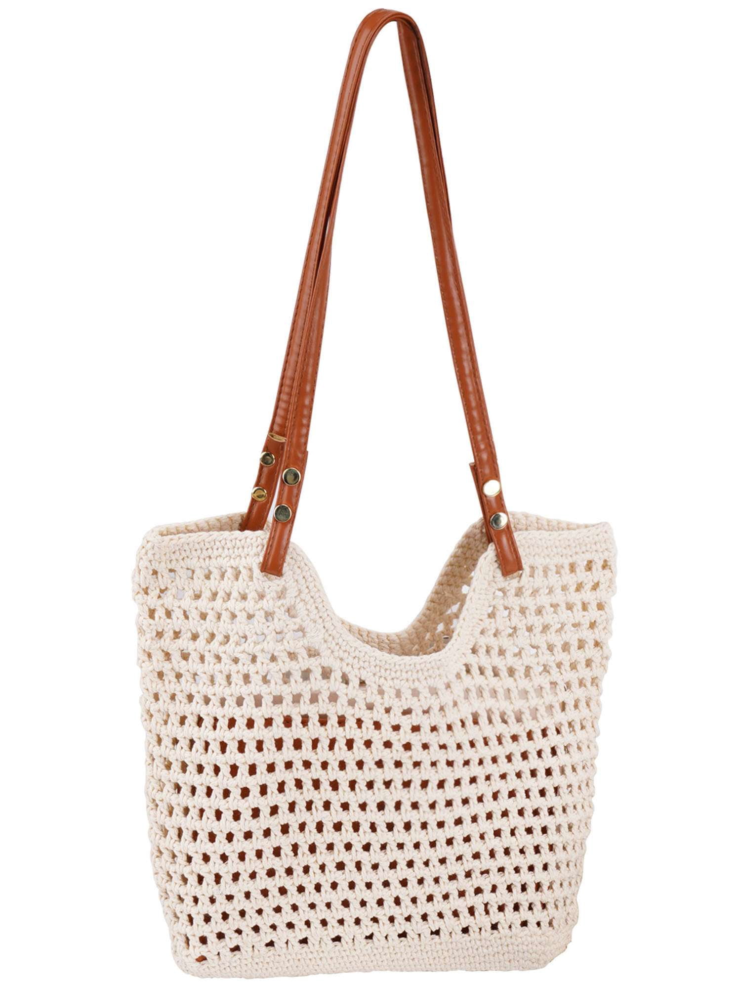 Deago Crochet Beach Bags for Women Summer Beach Tote Bag Soft Woven ...