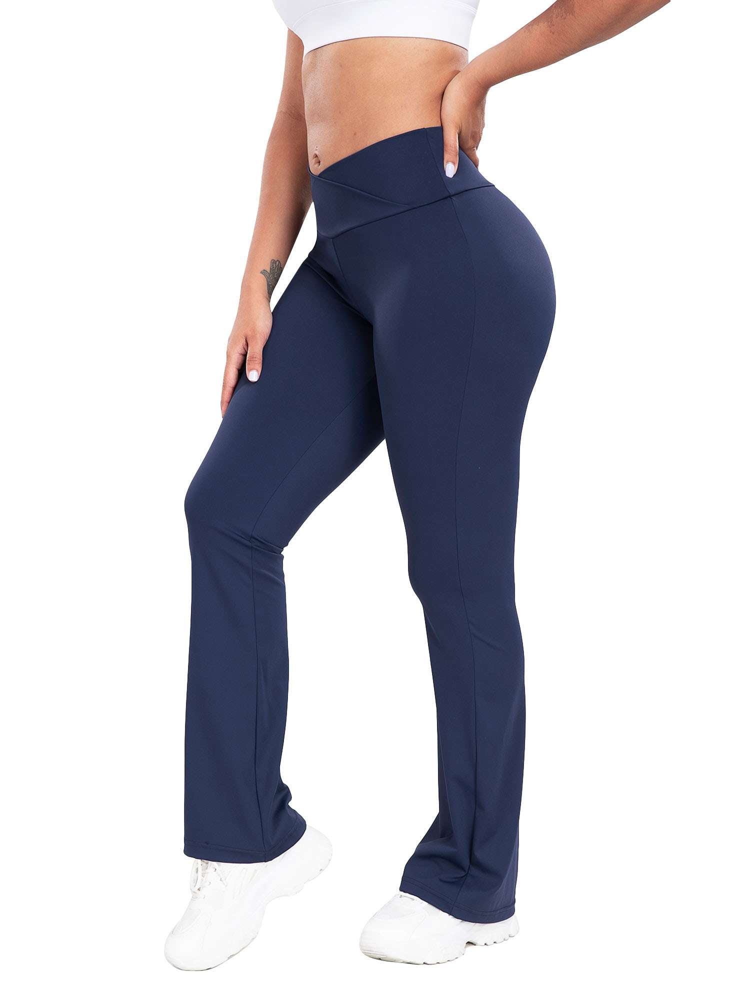 Deago Deago Women's Bootcut Yoga Pants Bootleg Crossover High Waisted ...